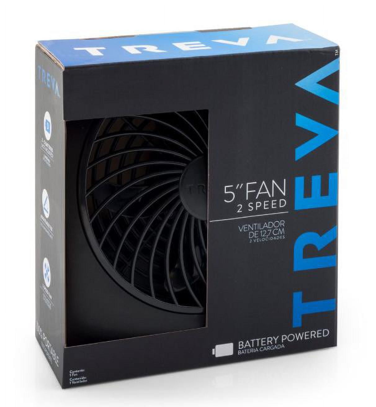 Treva 5" 2 Speed Battery Powered Portable Desk Fan - Walmart.com