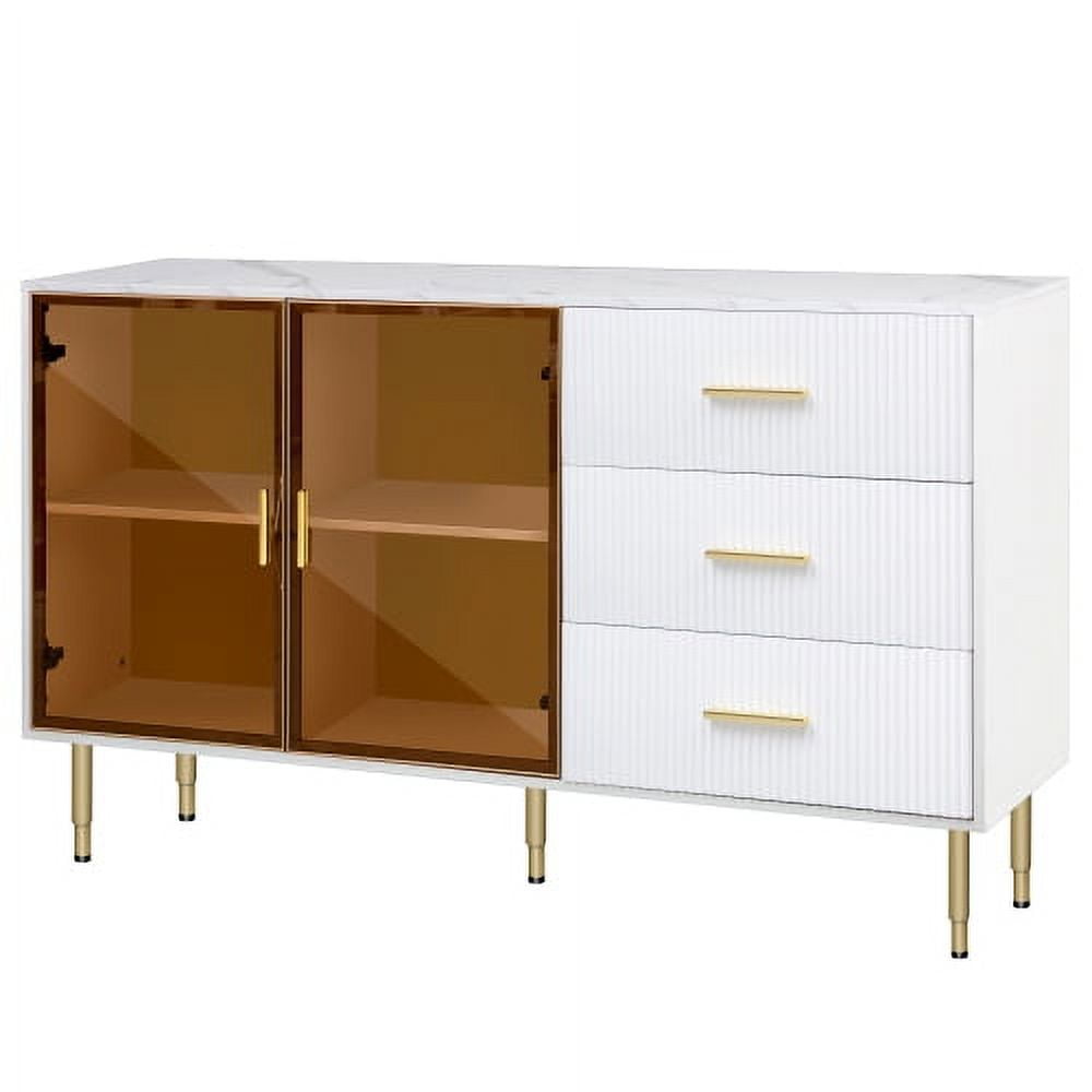 TREXM Modern Sideboard MDF Buffet Cabinet Marble Sticker Tabletop and ...