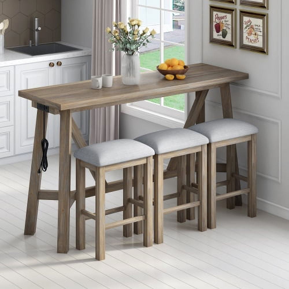 TREXM Multipurpose Home Kitchen Dining Bar Table Set with 3 Upholstered ... TREXM Multipurpose Home Kitchen Dining Bar Table Set with 3 Upholstered ...