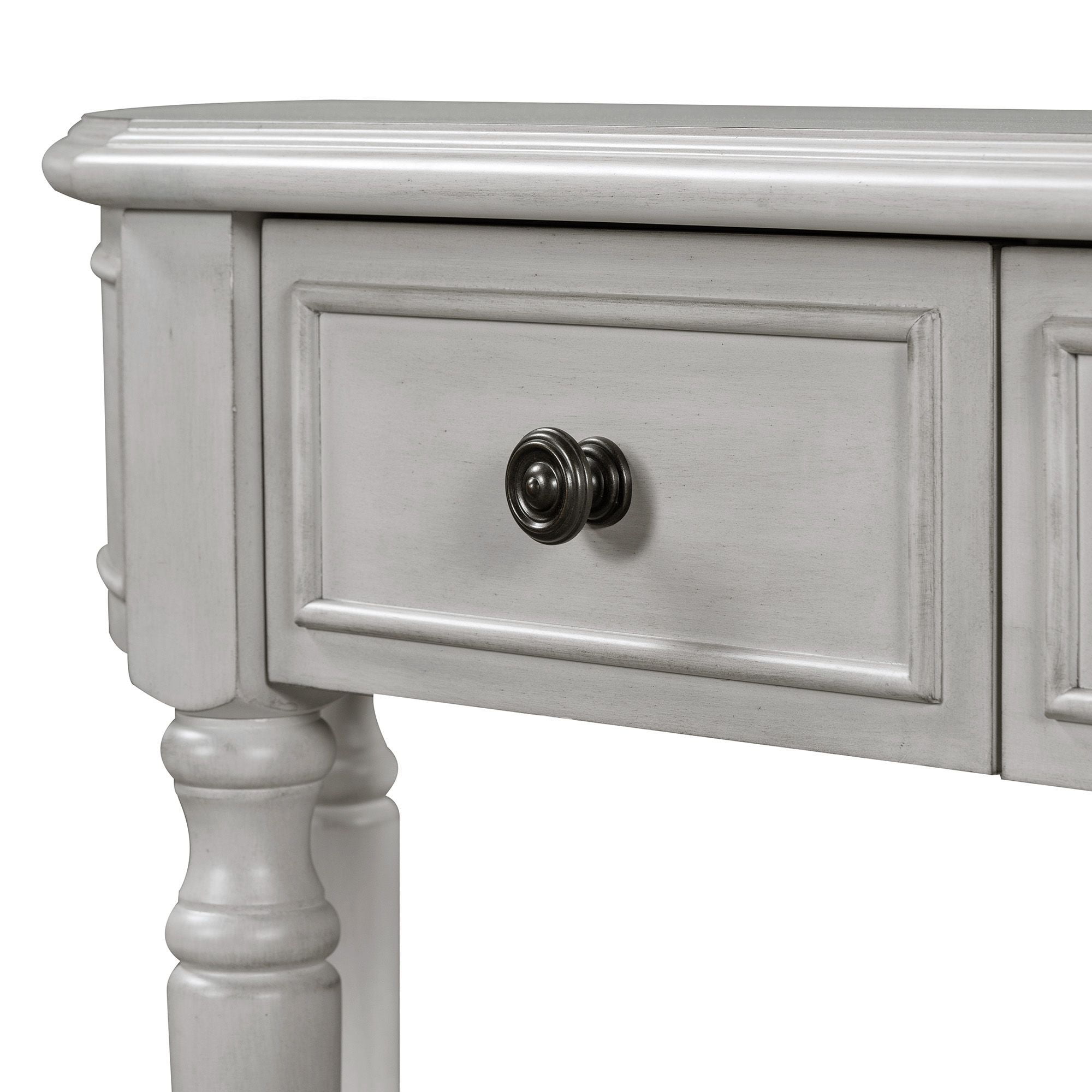 TREXM Retro Circular Curved Design Console Table with Open Style Shelf ...