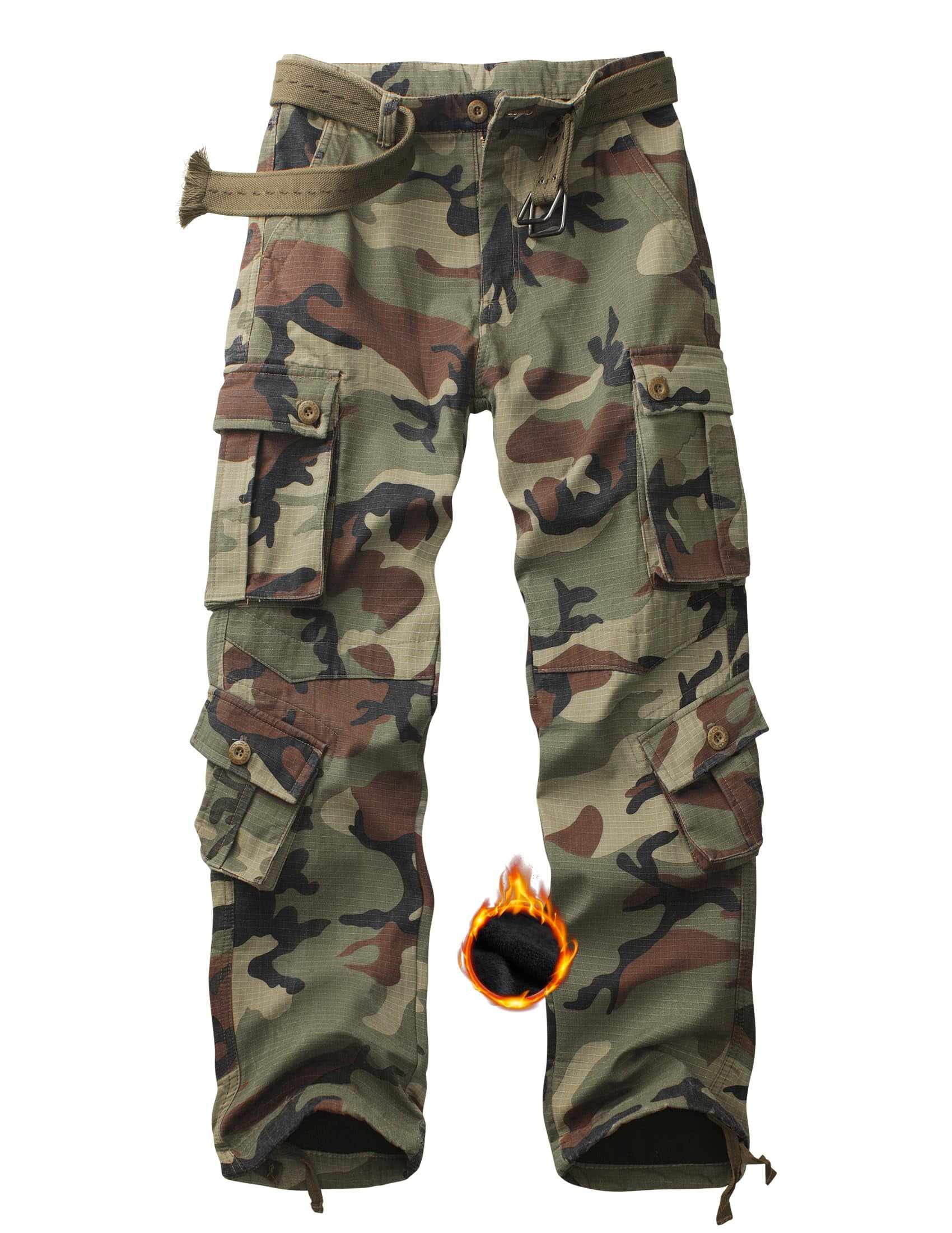 TRGPSG Men's Fleece Lined Hiking Pants Outdoor Cargo Pants Casual Work ...