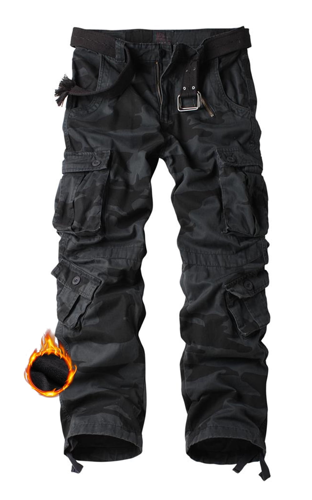 TRGPSG Men's Fleece Lined Hiking Pants Outdoor Cargo Pants Casual Work ...