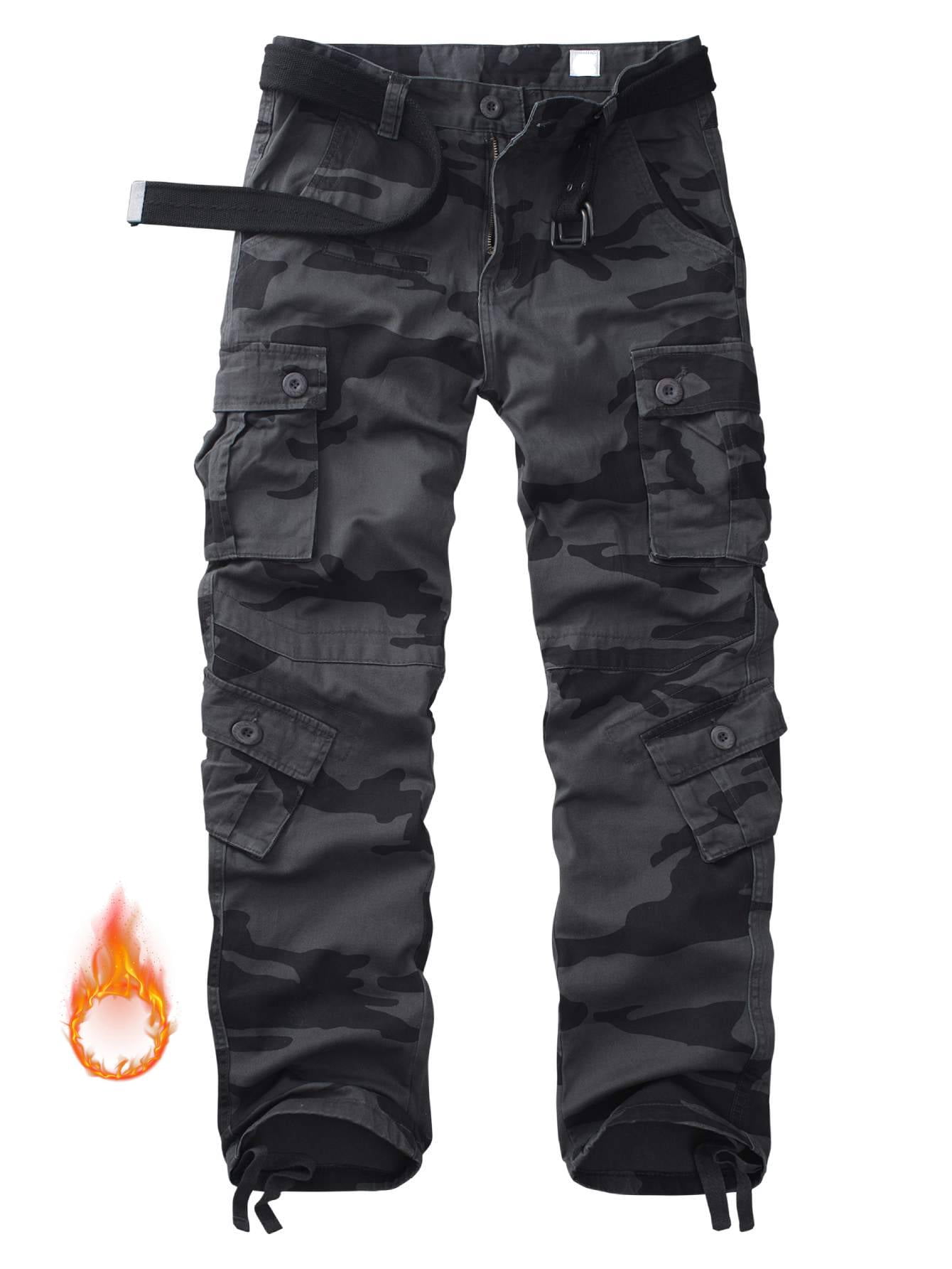 TRGPSG Men's Fleece Lined Hiking Pants Outdoor Cargo Pants Casual Work ...