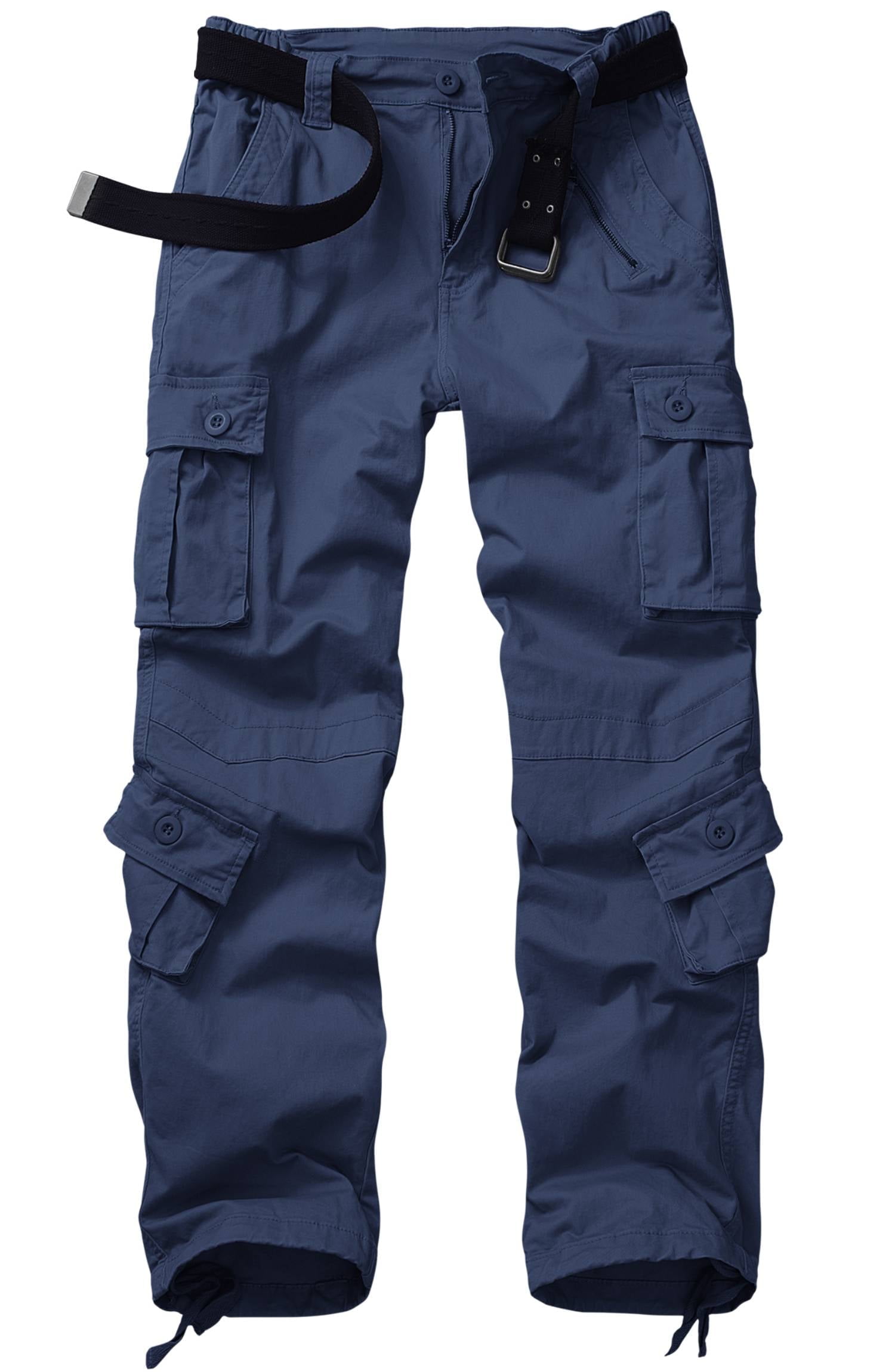 TRGPSG Women's Cotton Cargo Pants, 8 Pockets, Royal Blue, Size 14 ...