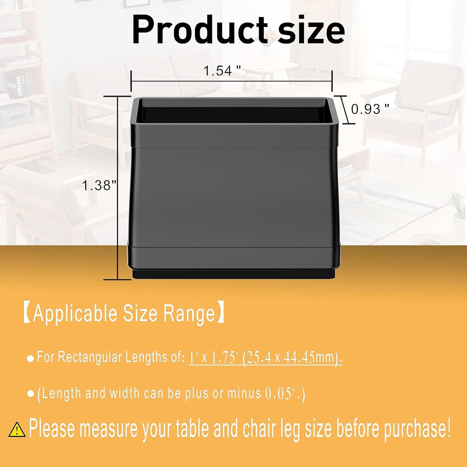 TRH-1" x 1 3/4" Rectangle Chair Leg Floor Protectors - Non Slip ...
