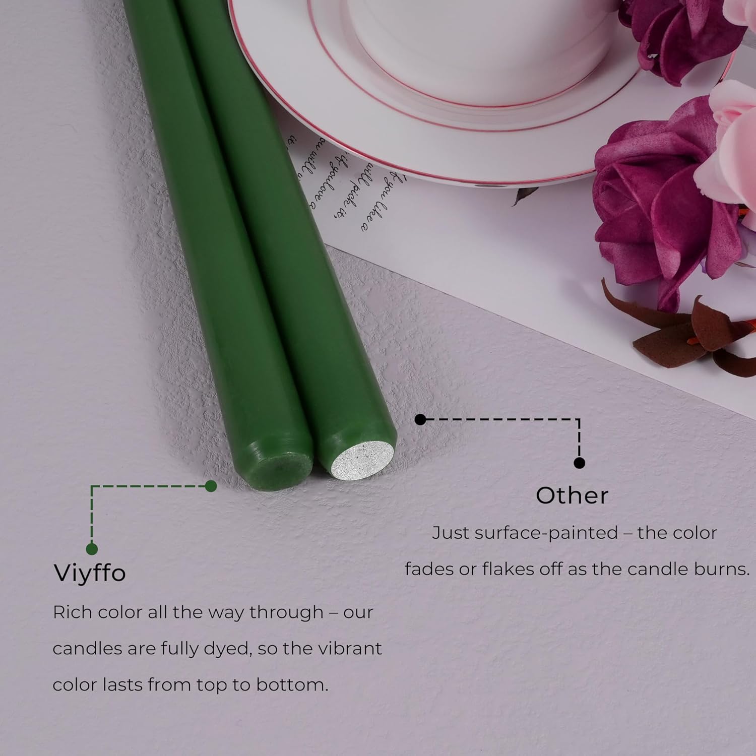 TRH-10 Inch Taper Candles Set of 12 Dripless Unscented Smokeless Long ...