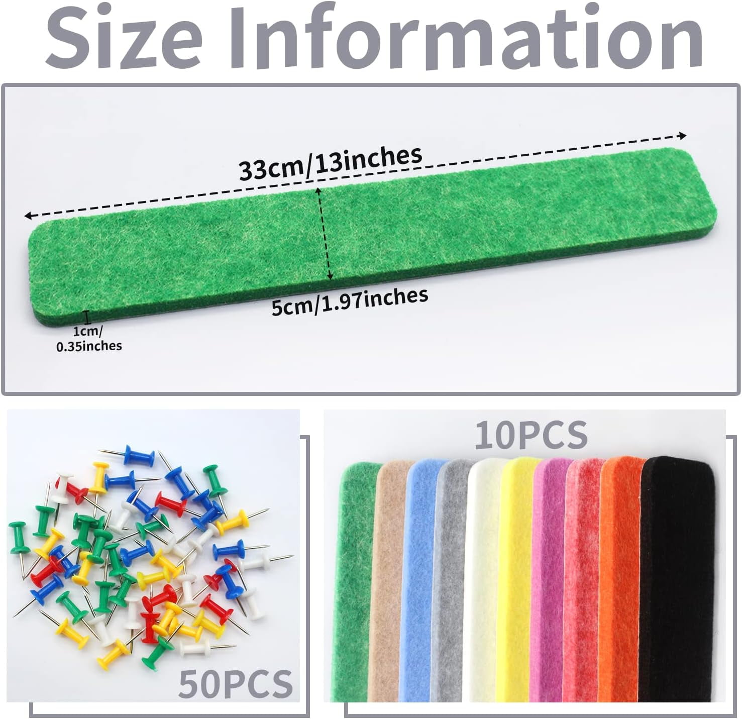 TRH-10 Pack Felt Strips Pin Board Bar Strips Self-Adhesive Bulletin ...