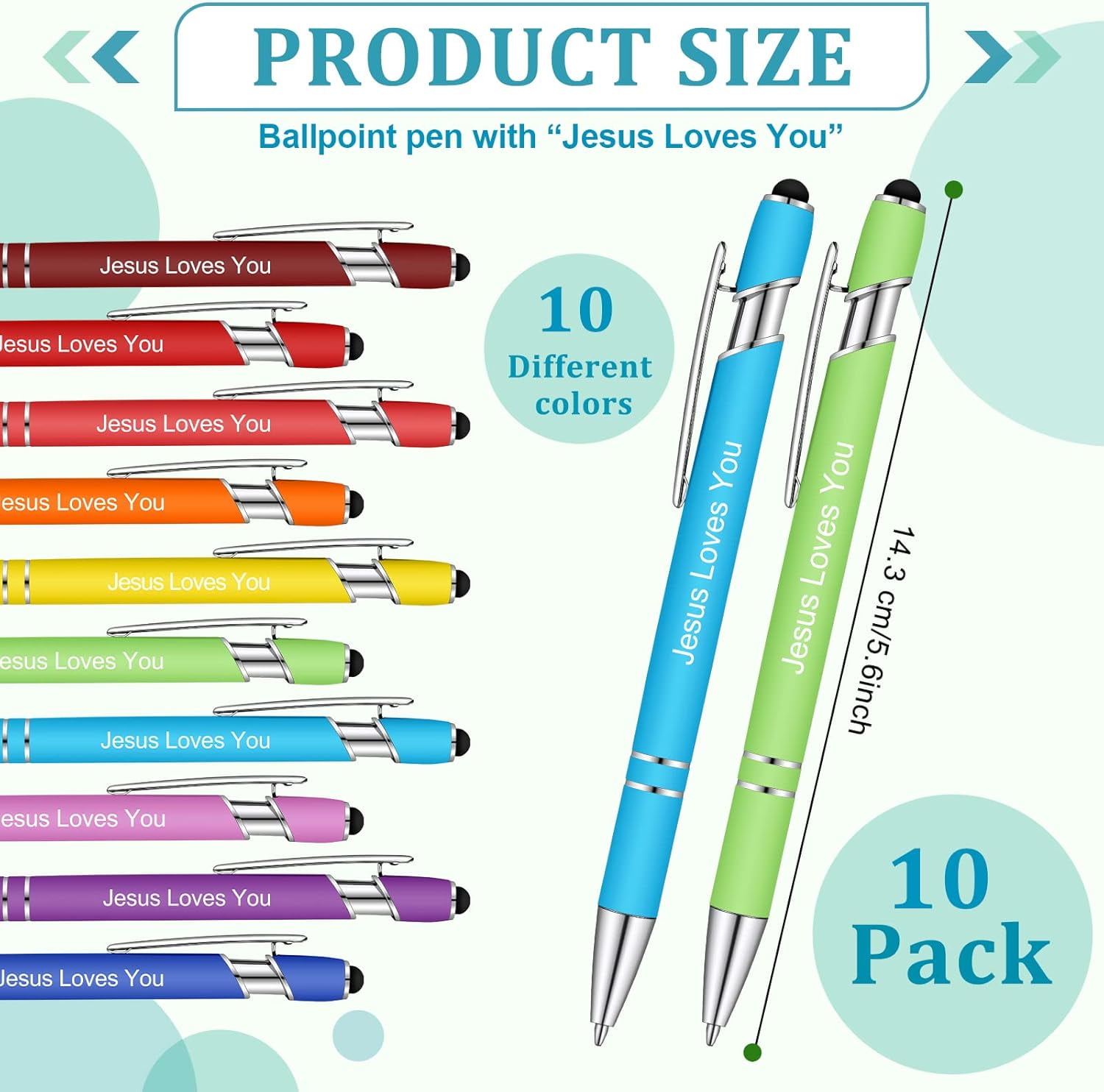TRH-10 Pcs Jesus Loves You Pens Bible Verse Christian Jesus ...