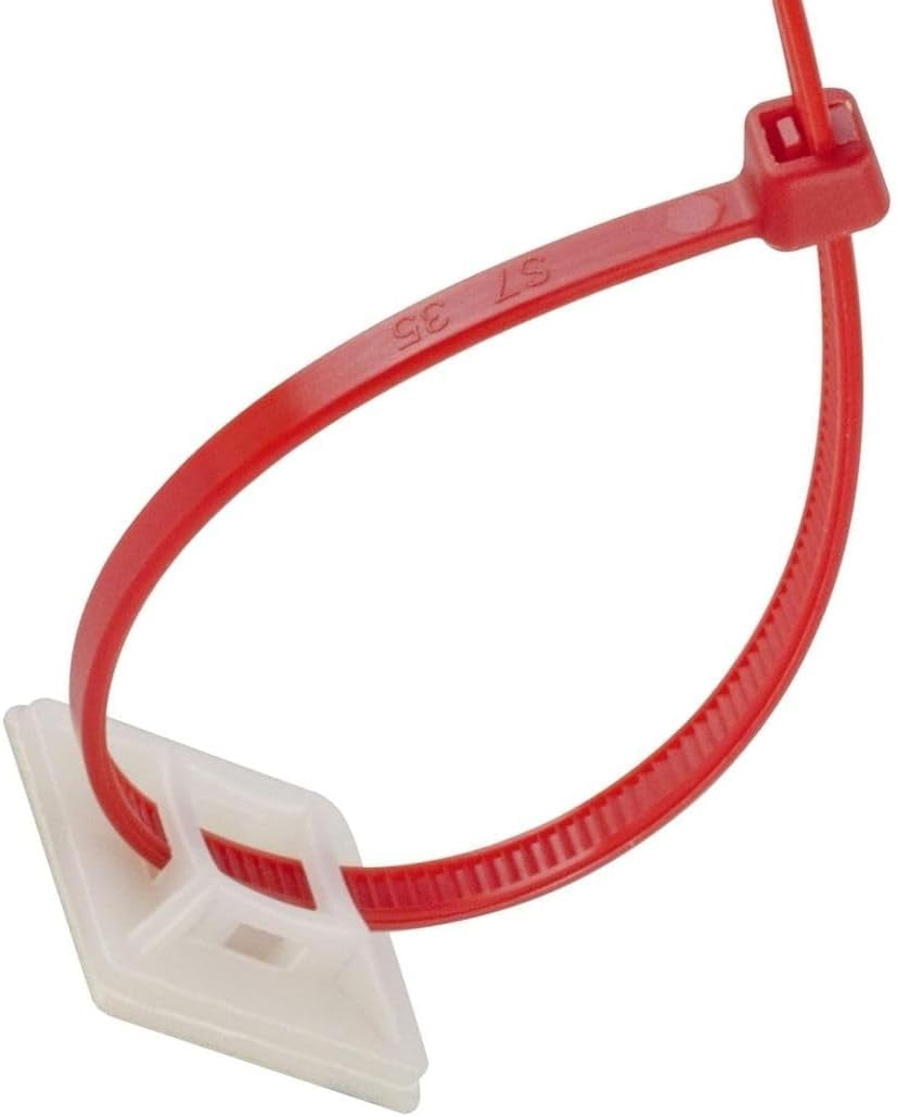 TRH-100 Pack White Zip Tie Mounts, 3/4" Adhesive Mounting Squares ...