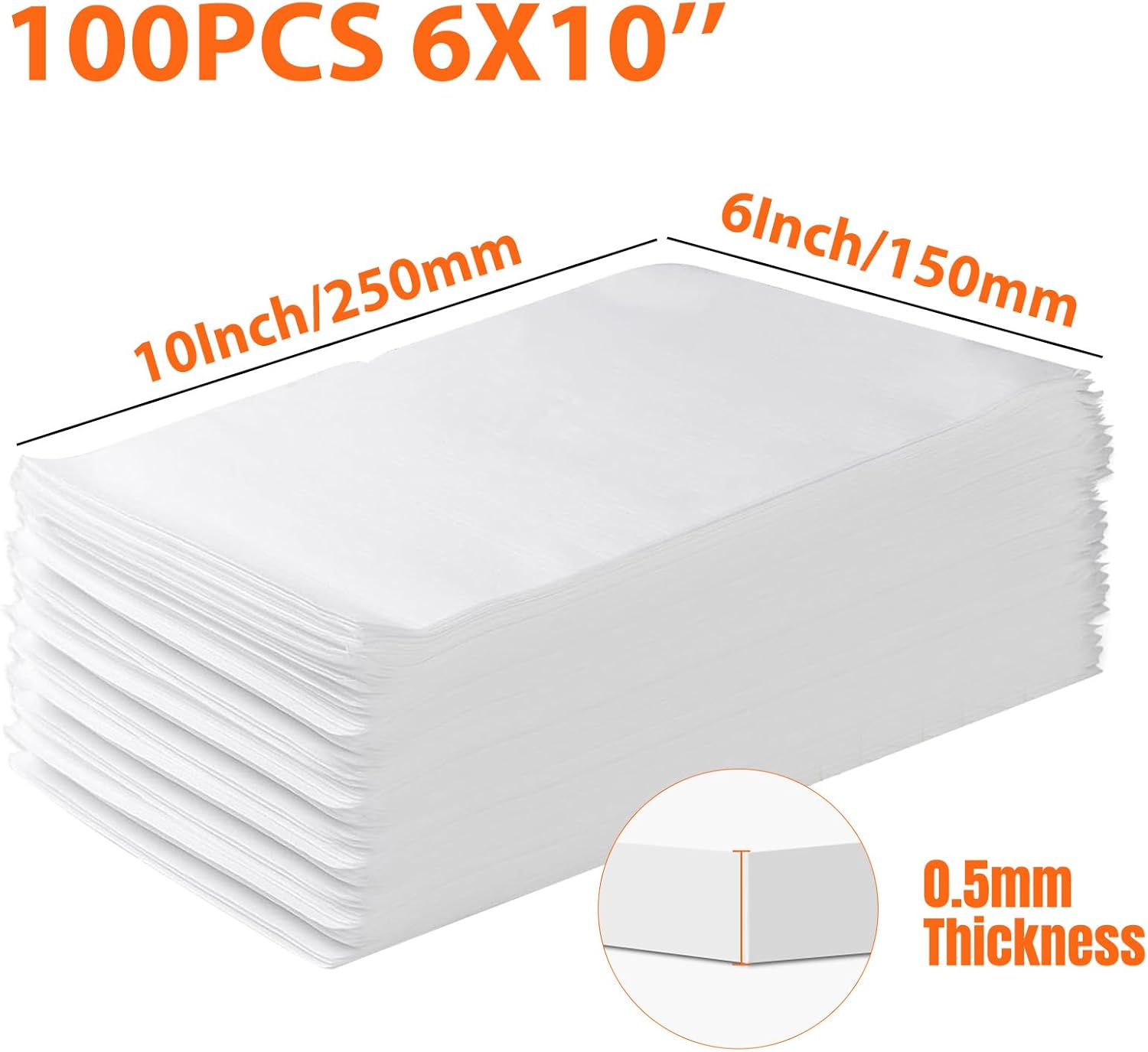 TRH-100Pack Cushion Foam Pouches, 6''x10'' Packing Cushioning Supplies ...