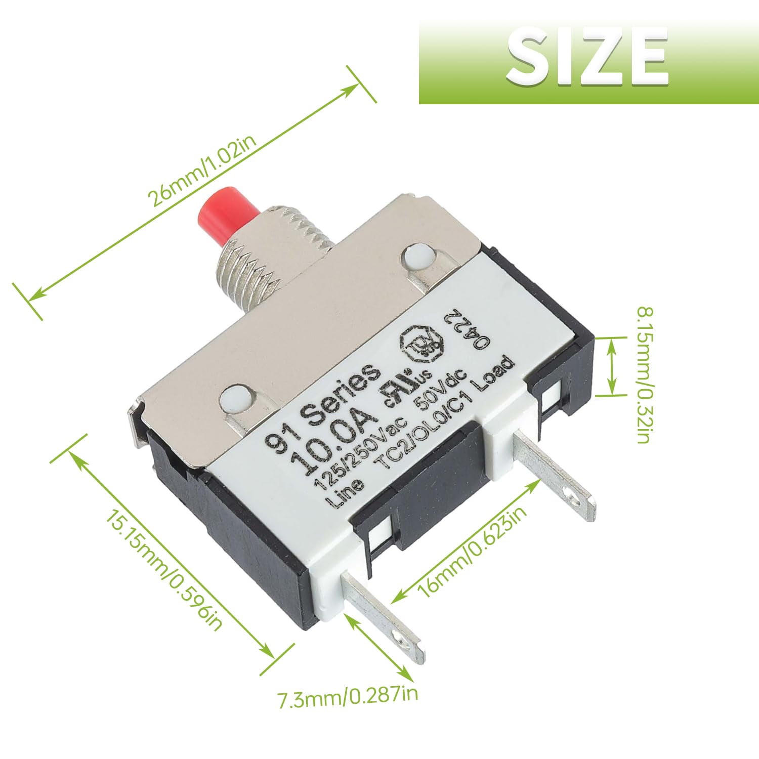 TRH-10A 10 Amps 125/250V AC 50V DC Manual Reset Push Button Thermal ...