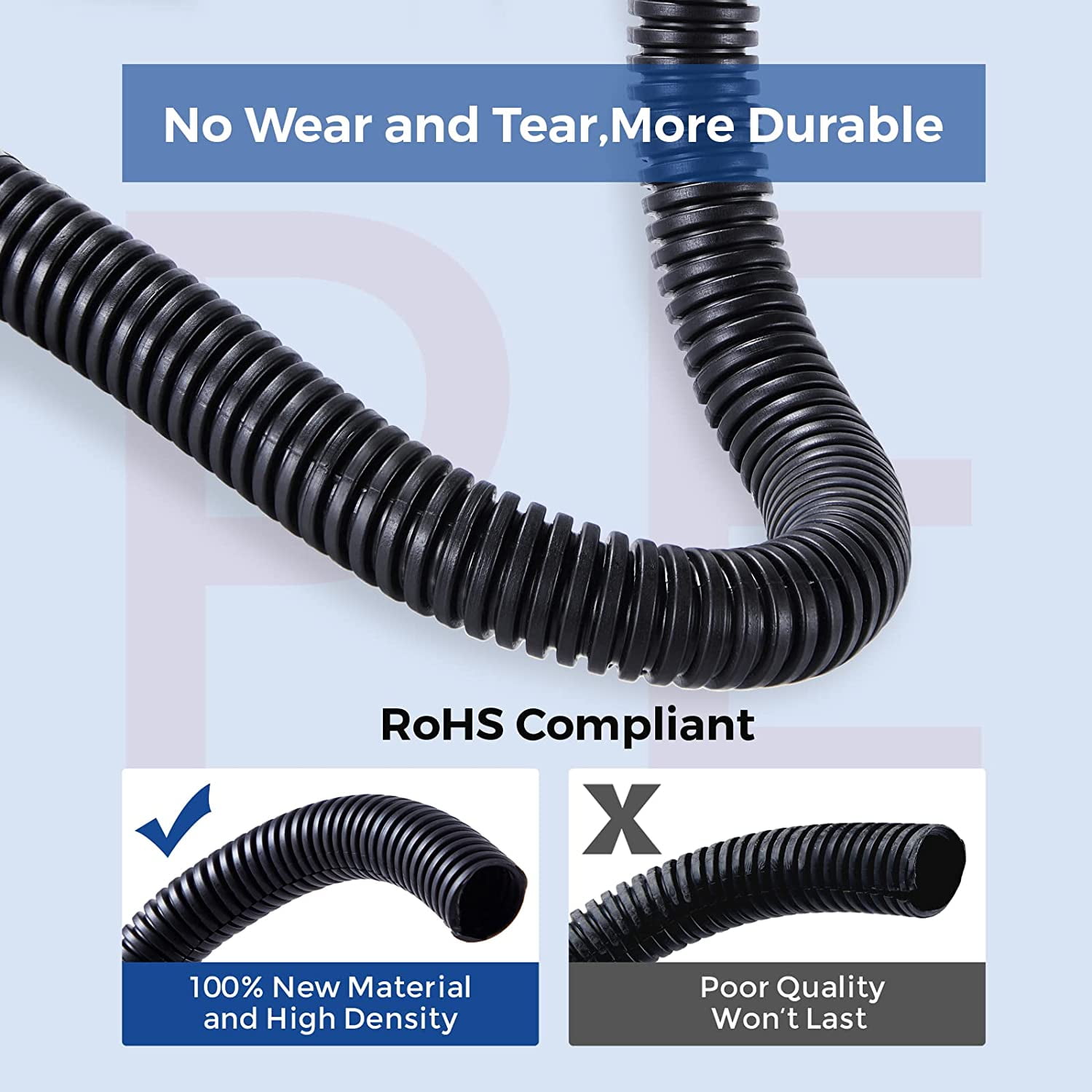 TRH-10ft 1/4inch Cable Management, White Wire Loom Tubing Cord ...