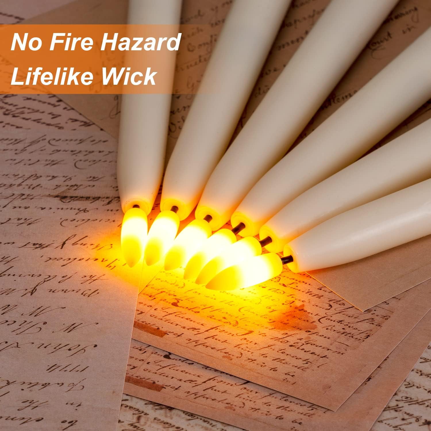 TRH-11 inches Waxy Flameless Taper Candles with Remote Timer Dimmer, 6 ...