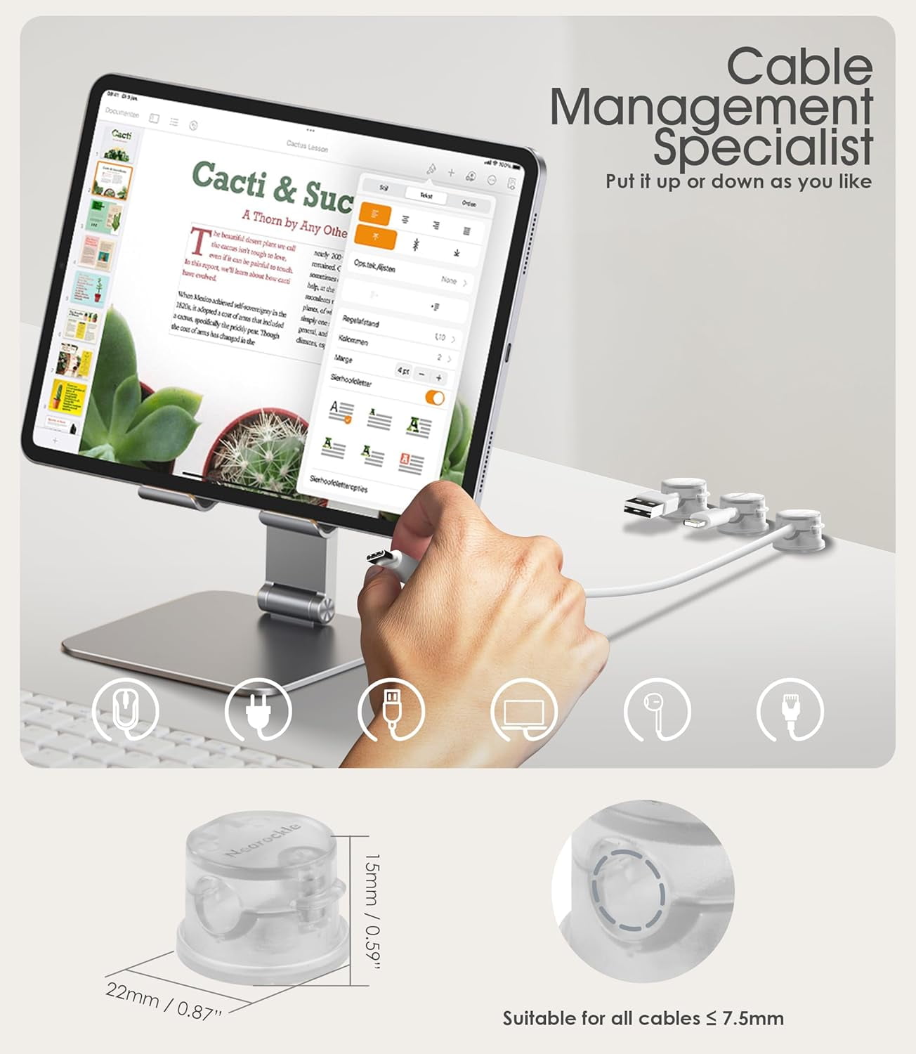 TRH-12 Pack Magnetic Cord Organizer [Locking Cable Rotatable] Cable ...