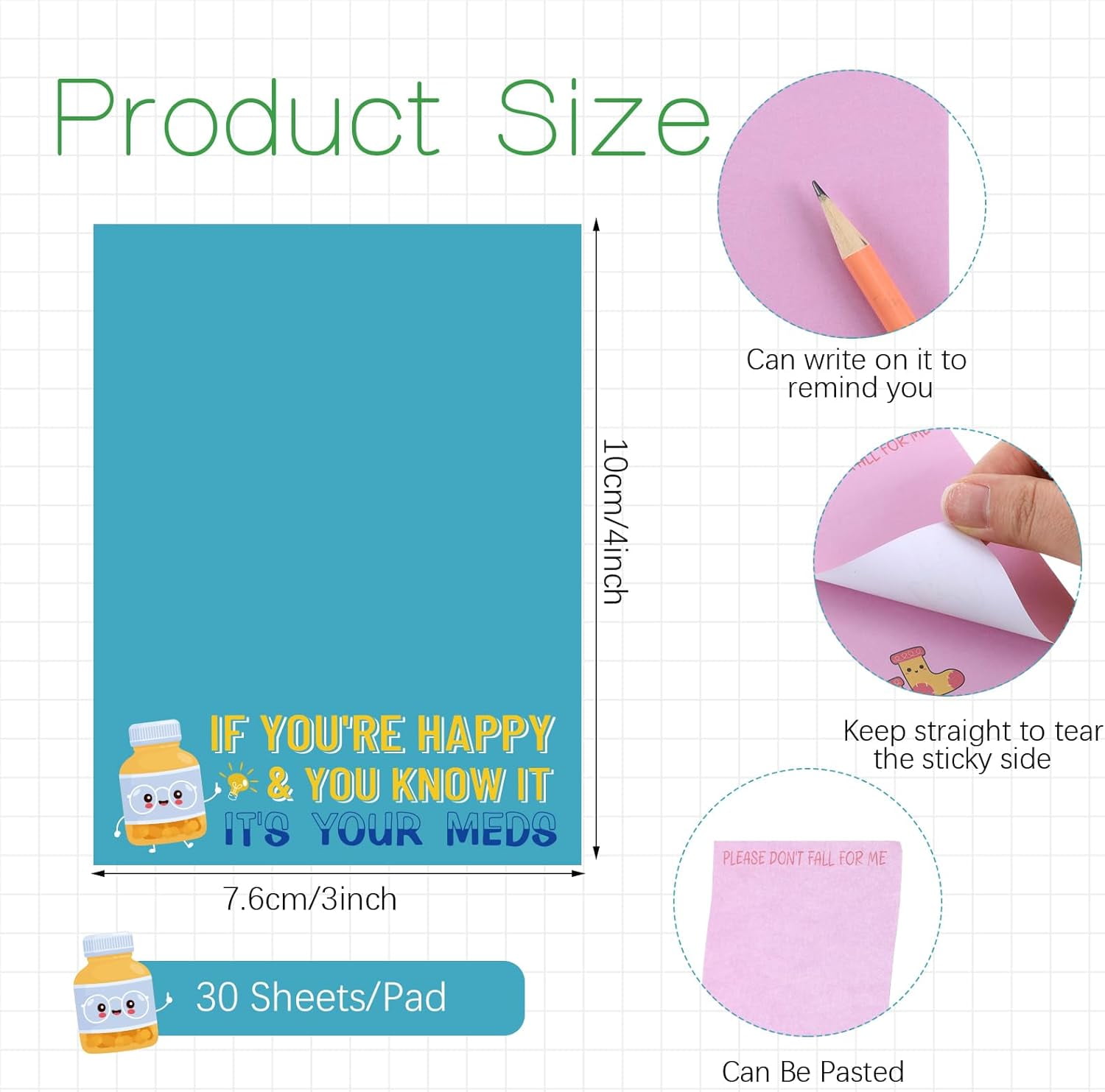 TRH-12 Pcs Funny Nurse Sticky Notes Sarcastic to Do List Notepad Cute ...