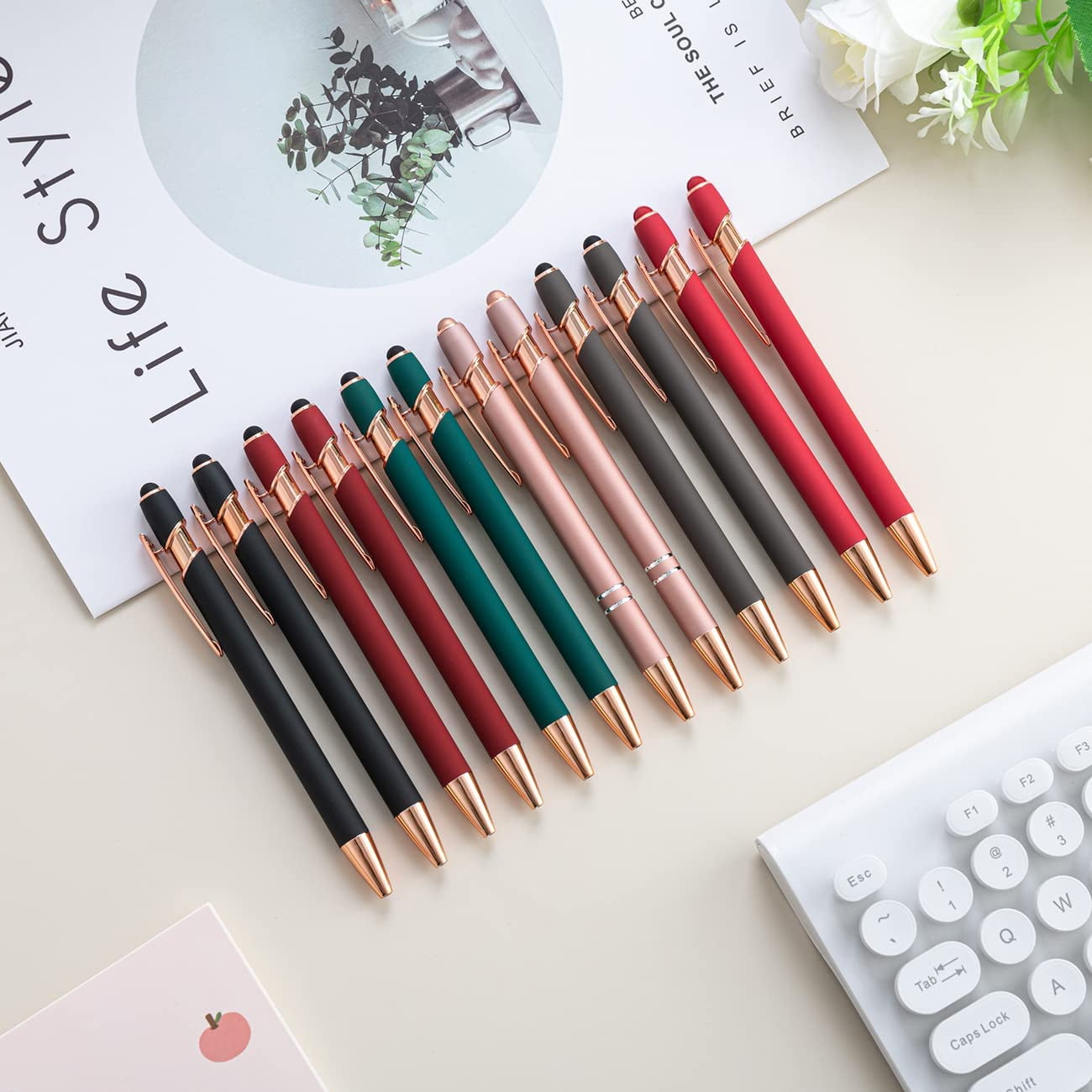TRH-12 Pieces Ballpoint Pen with Stylus Tip, 2 in 1 Stylus Pens Stylish ...