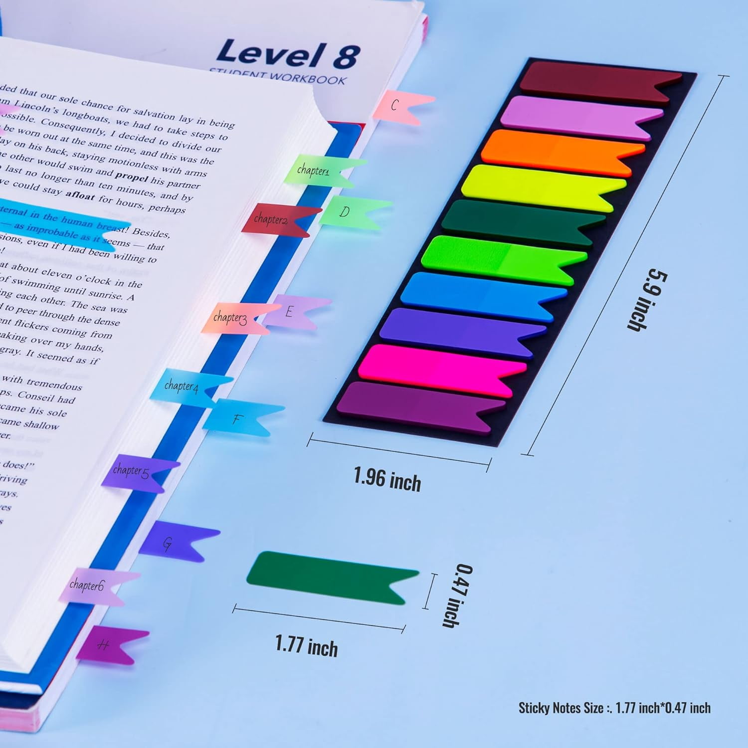 TRH-1200 Pieces Sticky Tabs Index Tabs, Book Tabs Flags Sticky Note ...