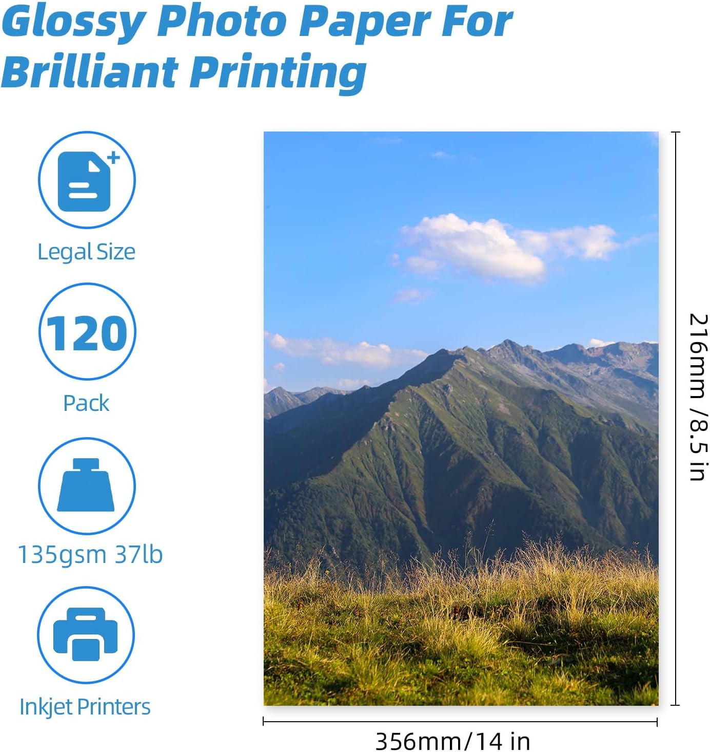 TRH-120sheets Thin Glossy Paper 8.5x14 Inches Legal Size 135gsm 37lb ...