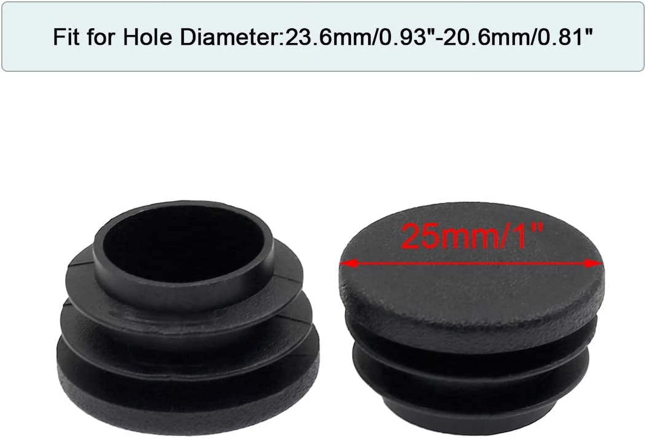 TRH-12PCS 25mm (1 Inch) Round Plastic Plug, Round Black Plastic End Cap, Pipe Tubing End Cap ...