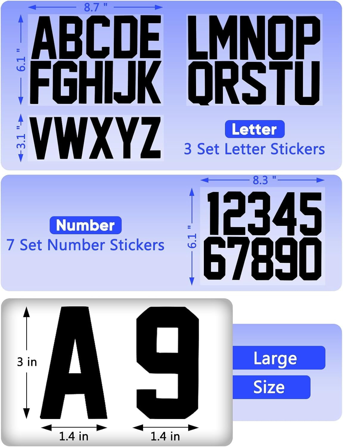 TRH-148 PCS Mailbox Numbers and Letters Stickers Decals,3" X 7 Set ...