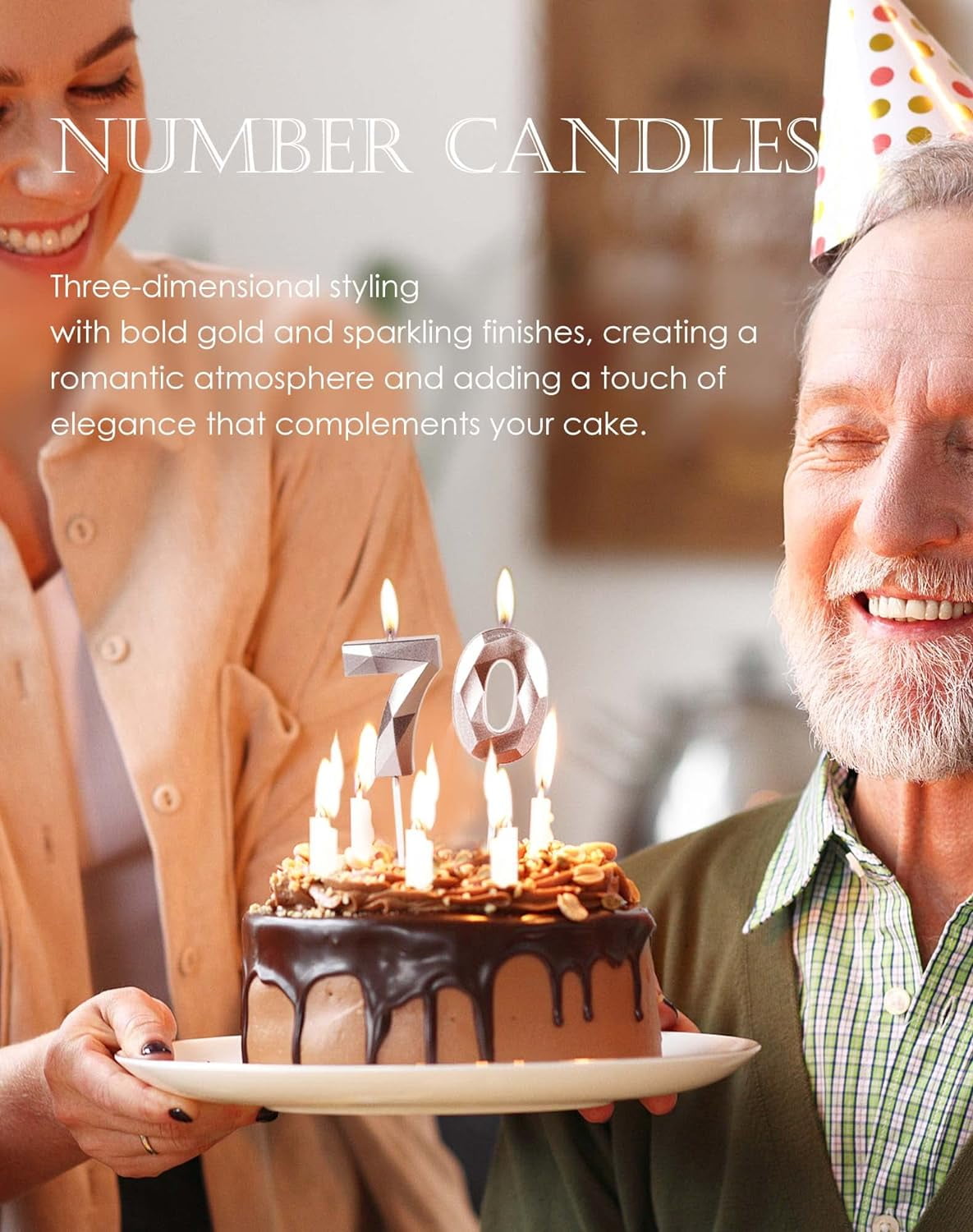 TRH-14th Birthday Candles,Number 14 Candles,Rose Gold Happy Birthday ...
