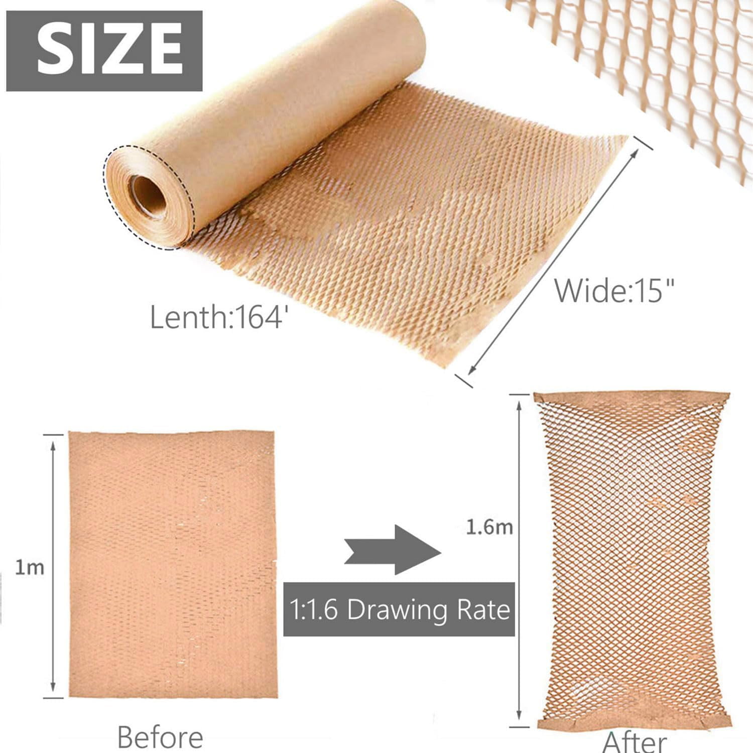 TRH-15" x 230' Honeycomb Packing Paper Bubble Wrap Alternative ...