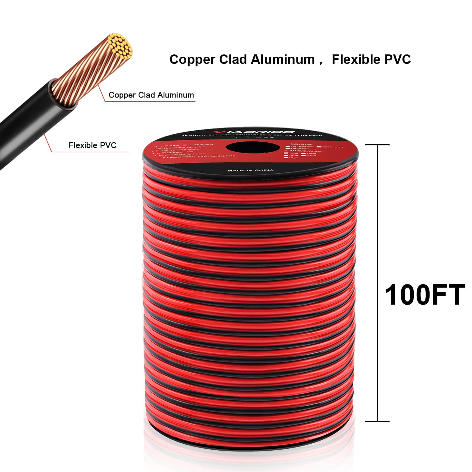 TRH-16 Gauge Wire, 16AWG Automotive Wire Electrical Wire 100FT 2 ...
