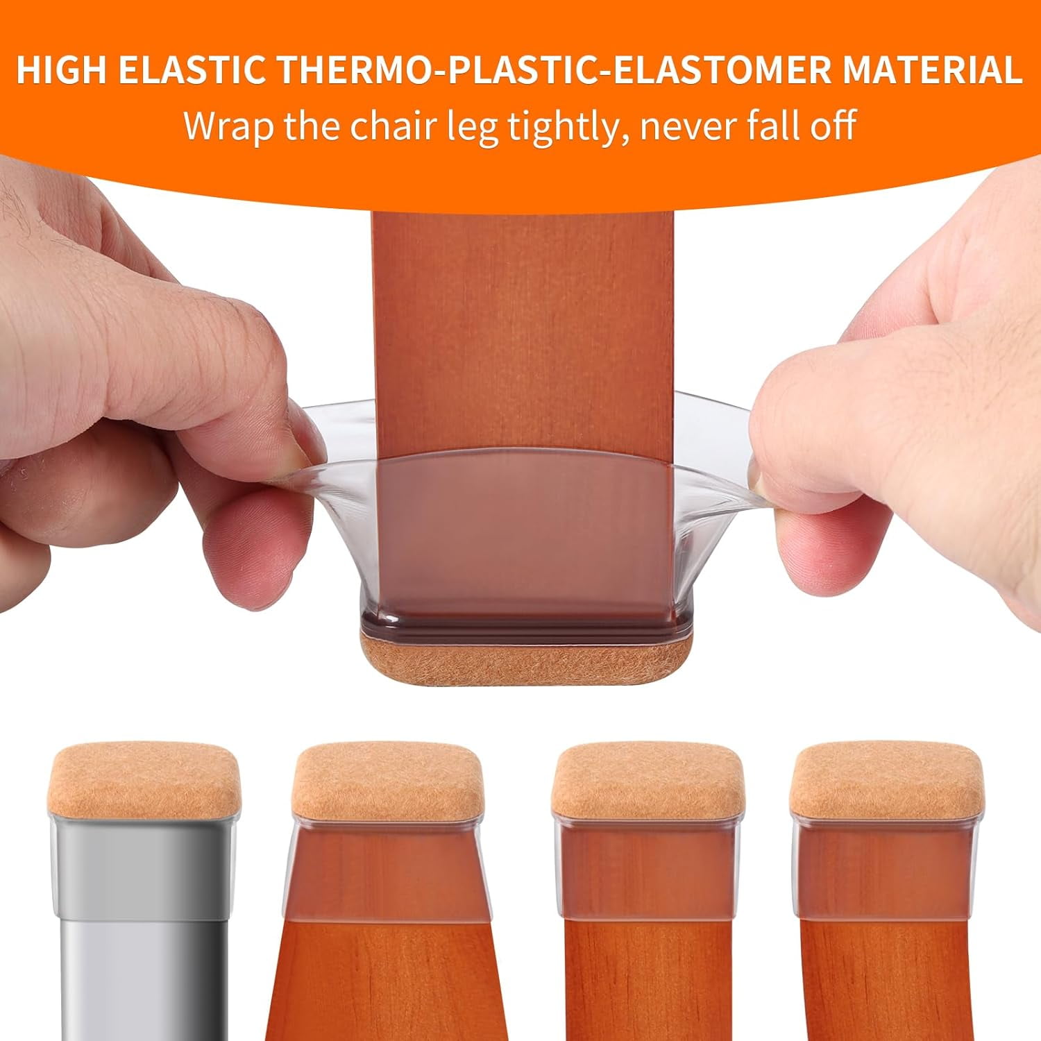 TRH-16 Pcs Rectangle Clear Silicone Chair Leg Floor Protectors with ...