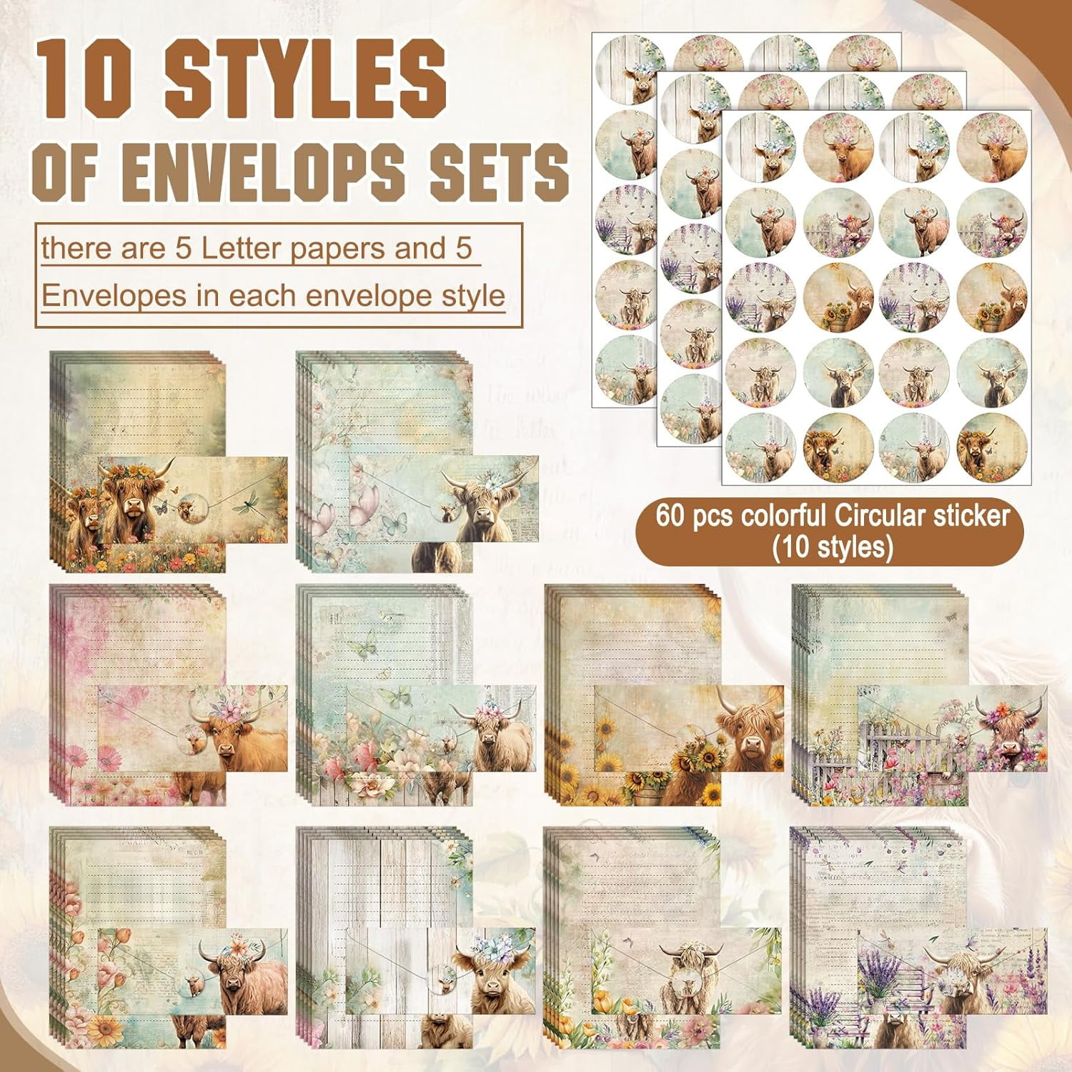 TRH-160 Packs Stationery Paper Set (50 Double Sided Stationery Writing ...