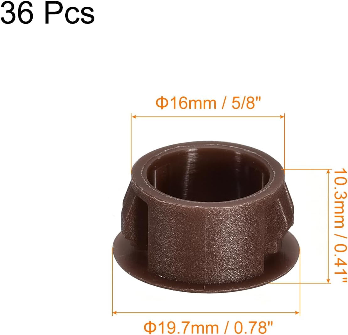 TRH-16mm(5/8") Plastic Hole Plugs, 36Pcs Flush Type Panel Round Snap in ...