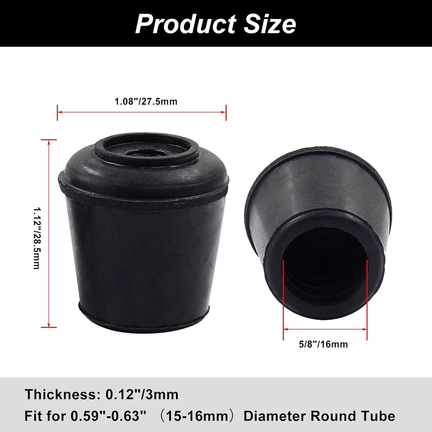 TRH-16pcs 5/8 Inch Round Chair Leg Tips Caps, Non-Slip Rubber Chair Leg ...