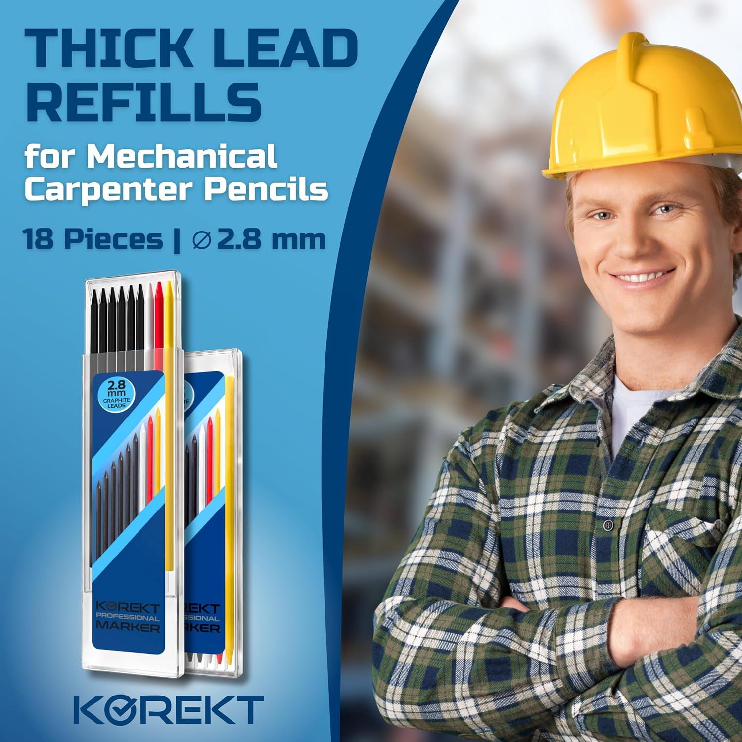 TRH-18 Pieces 2.8mm Thick Lead Refills for Mechanical Carpenter Pencils ...