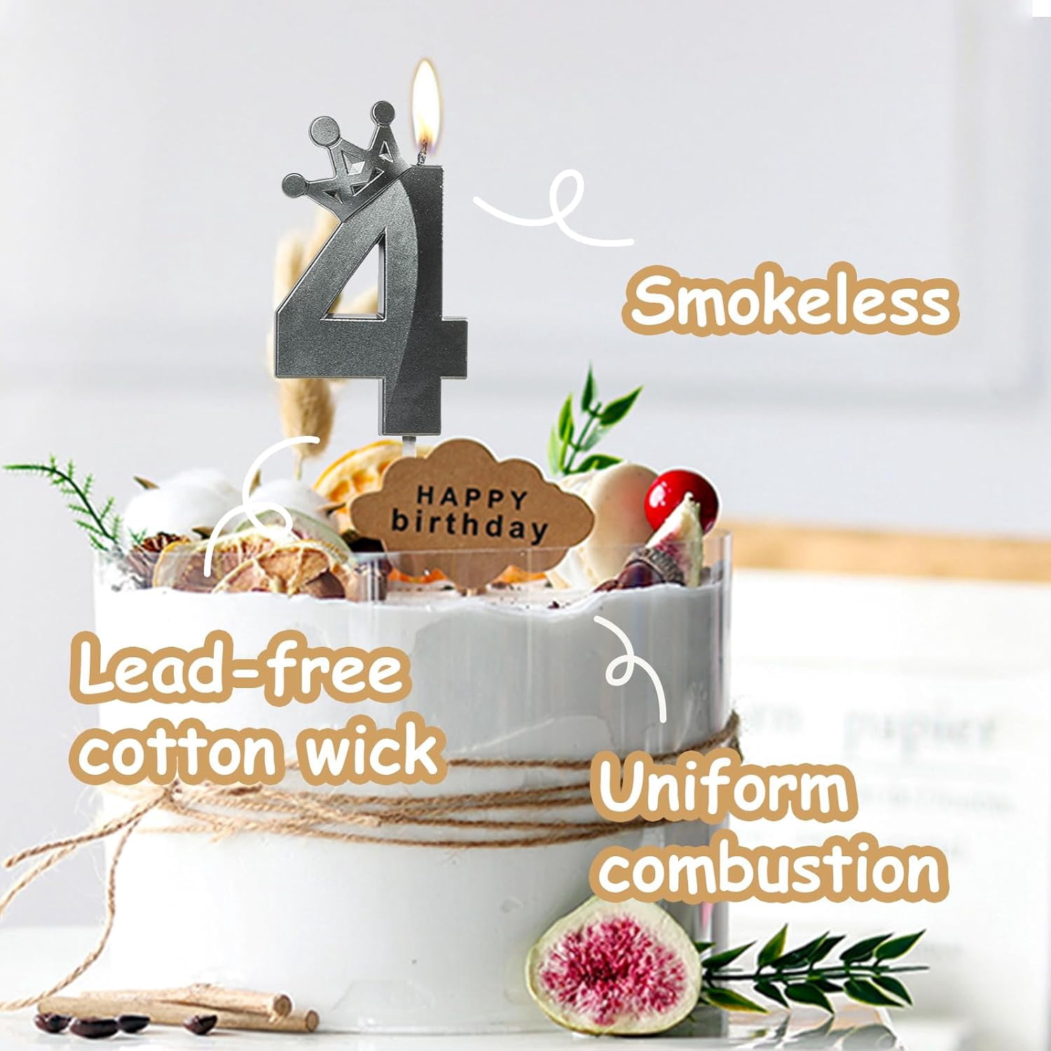 TRH-19th Birthday Candles for Cake, Number 19 Black Candles with Crown ...