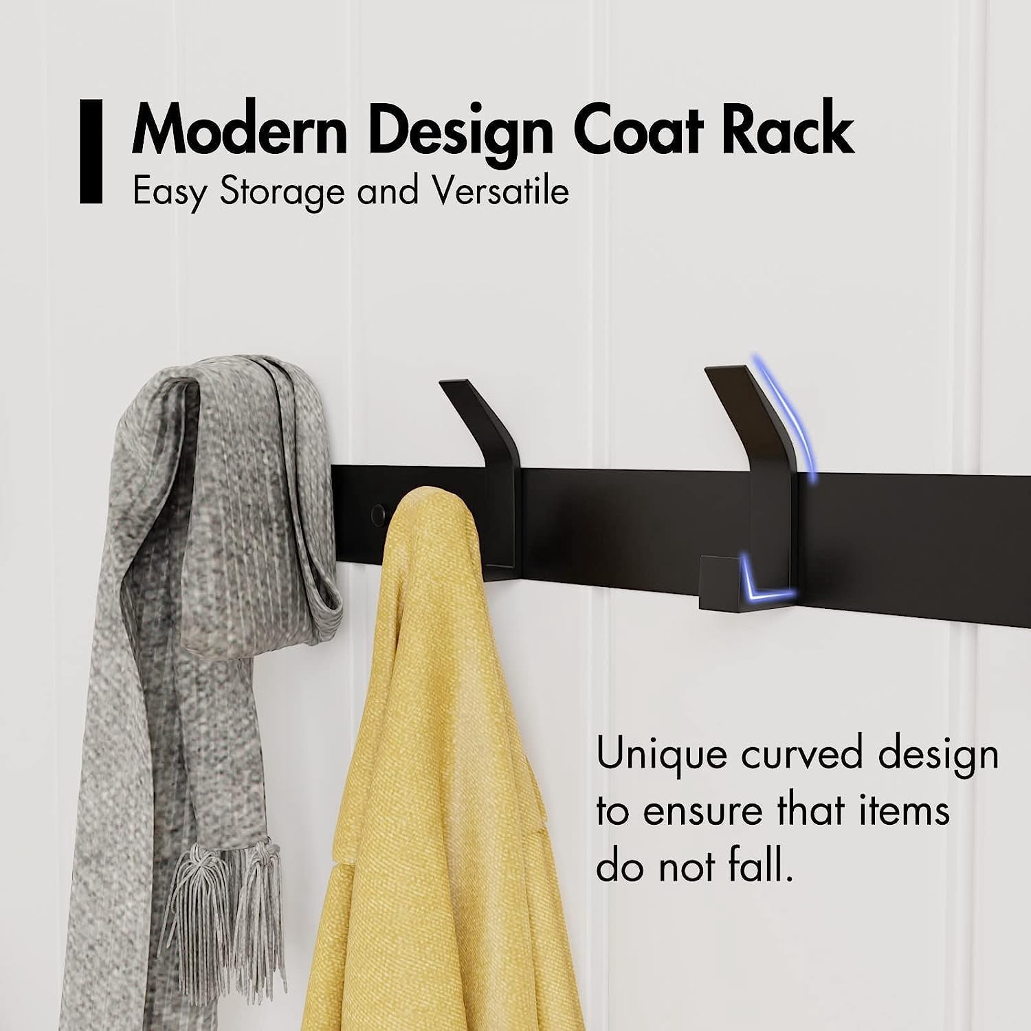TRH-2 Pack Coat Rack Wall Mount, Heavy Duty Metal Coat Hook Hat Rack ...