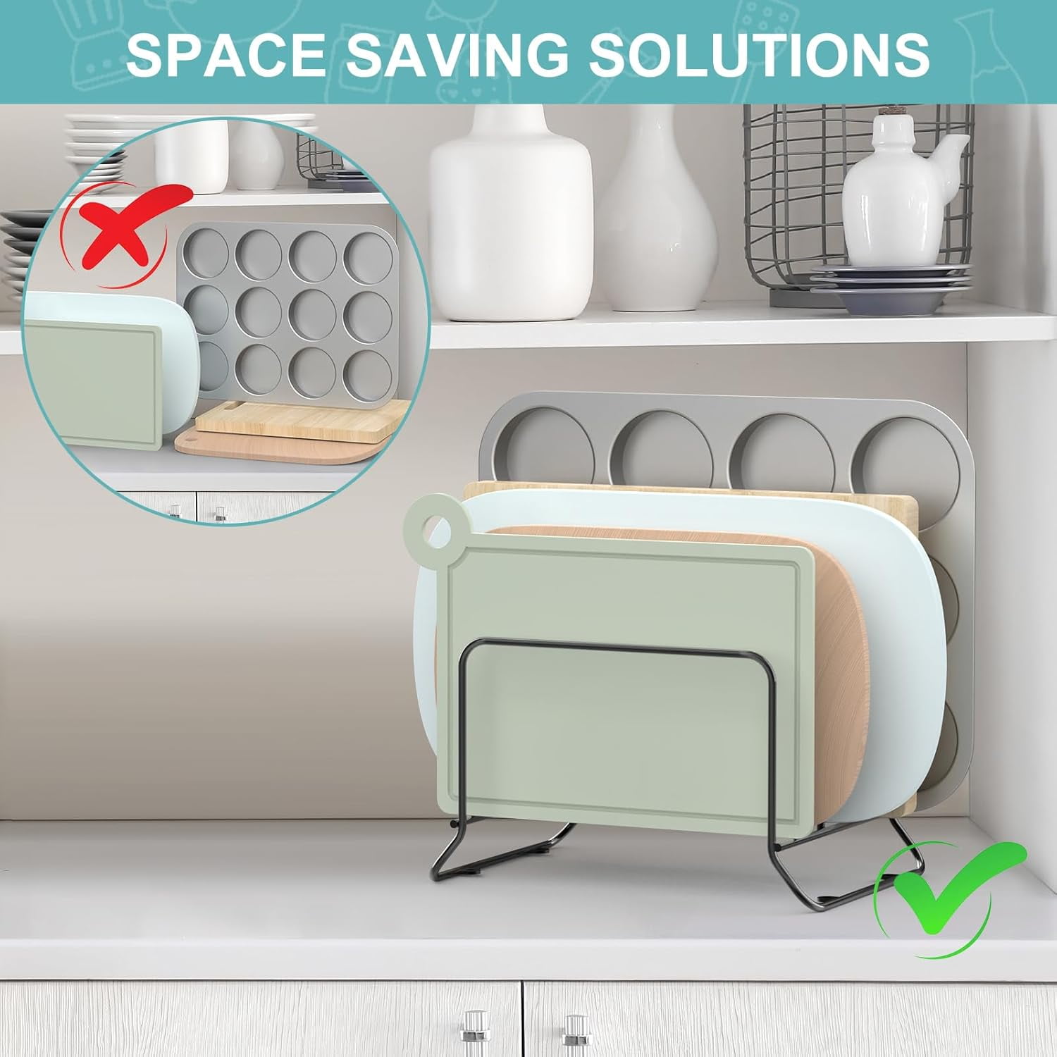 TRH-[2-Pack] Cutting Board Organizer,Baking Pan Organizer Rack for ...