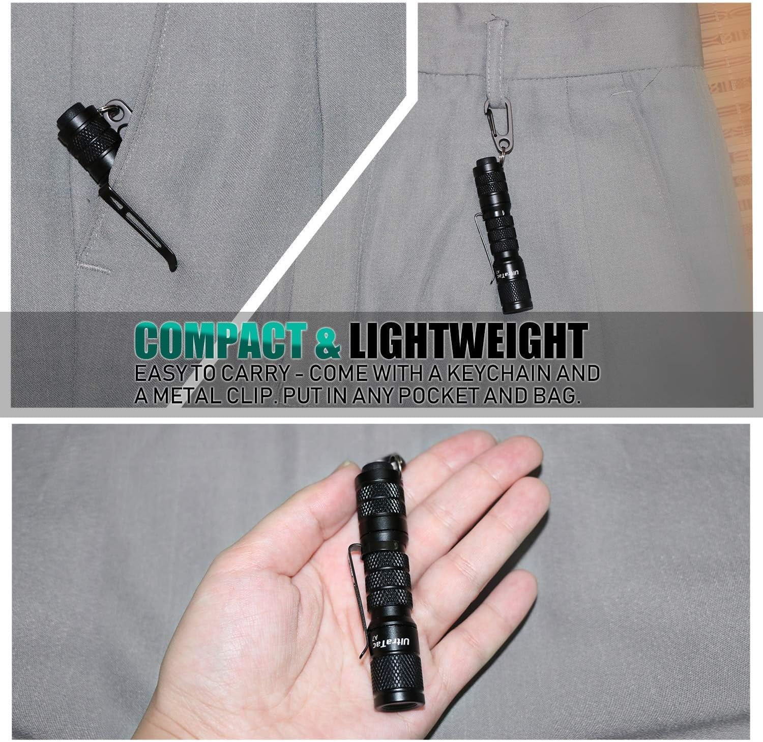 TRH-2 Pack Ultra Bright Compact EDC Keychain LED Flashlight 180lm ...