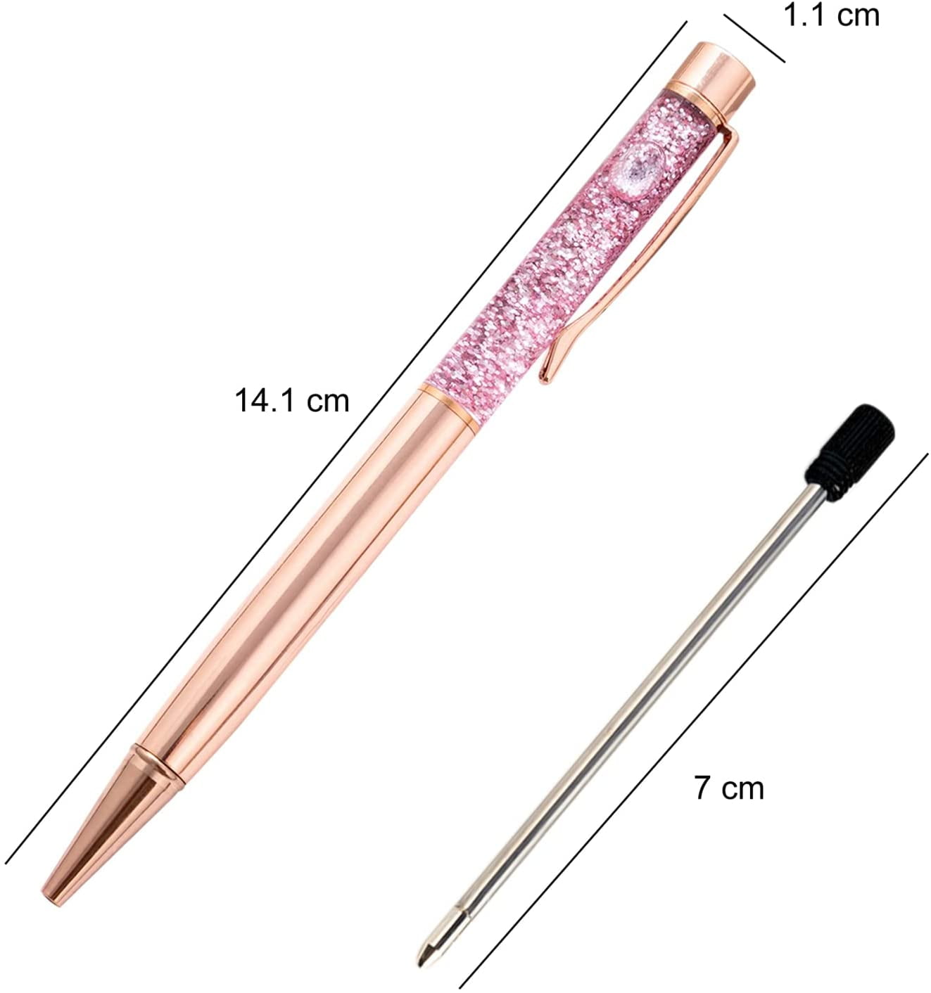 TRH-2 Pieces Bling Dynamic Crystal Liquid Metal Ballpoint Pens Floating ...