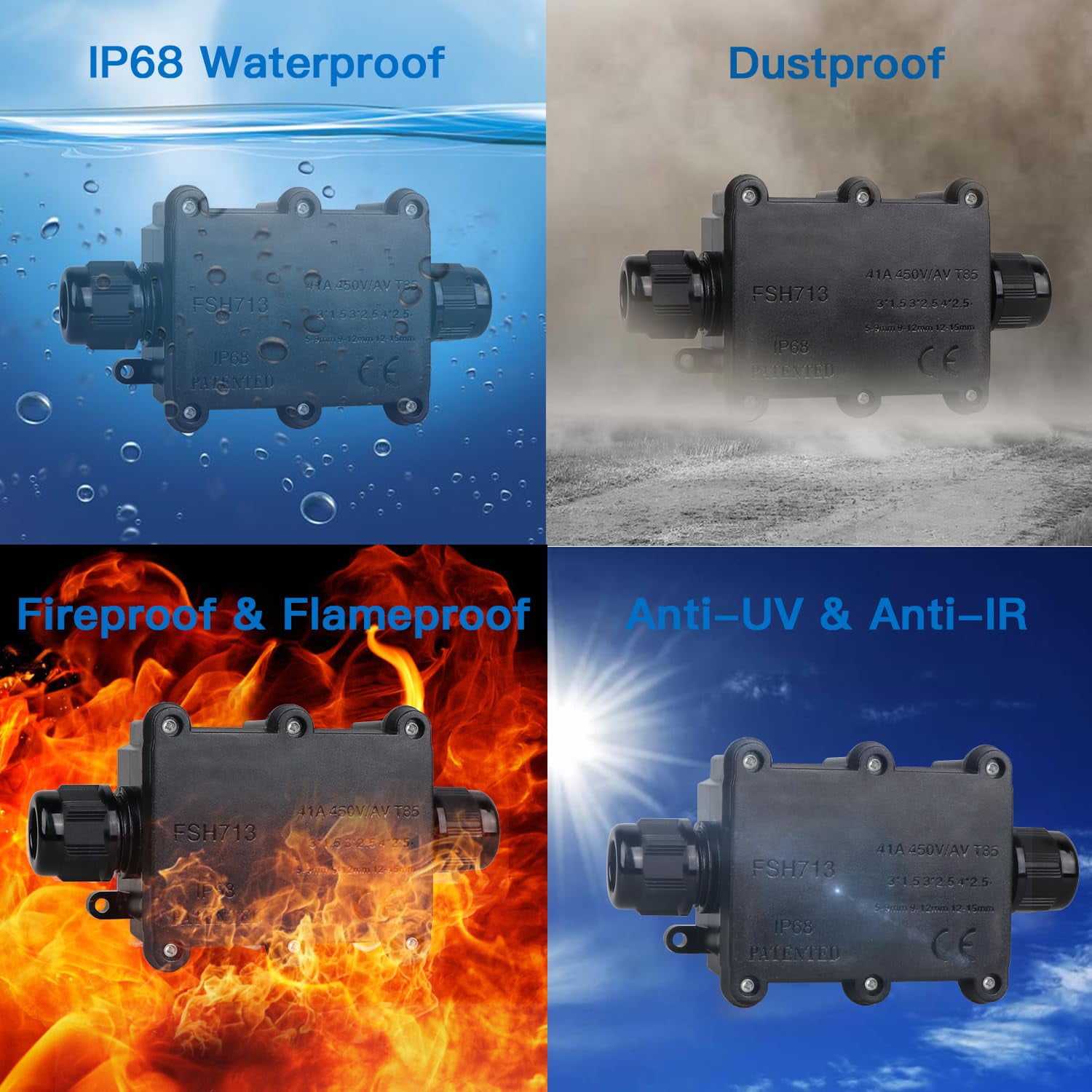 TRH-2 Pieces Waterproof IP68 External Junction Box, 2 Way Outdoor ...