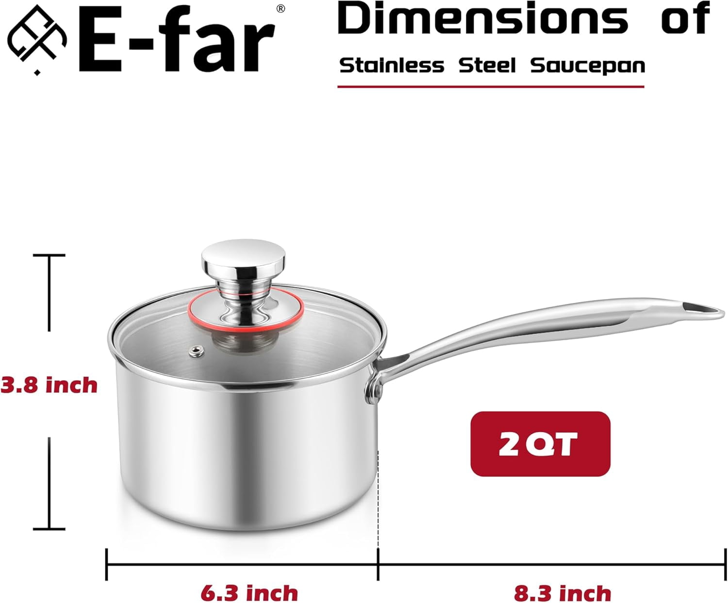 TRH-2-Quart Saucepan, Tri-Ply Stainless Steel Sauce Pan with Glass Lid ...