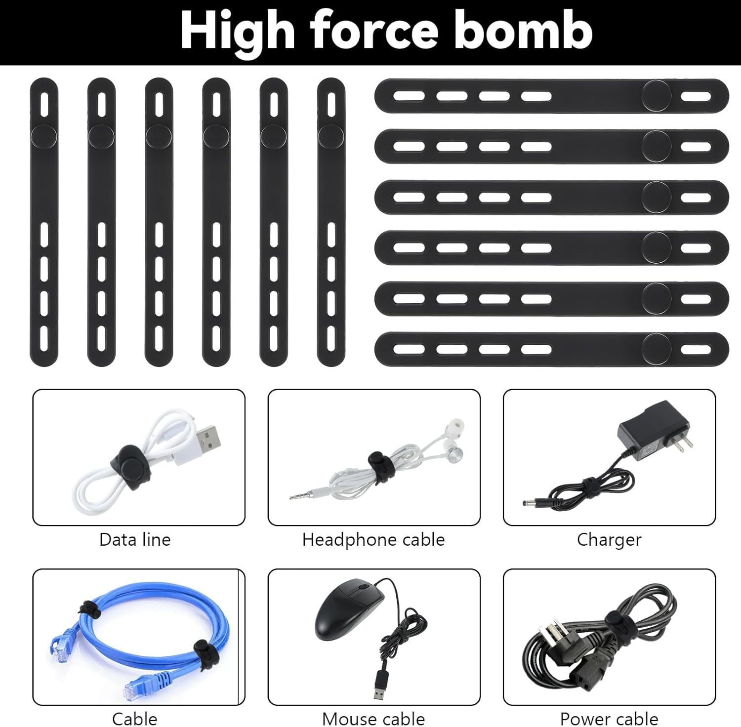 TRH-20 Pack Silicone Cable Organizer, Reusable Wire Ties Management ...