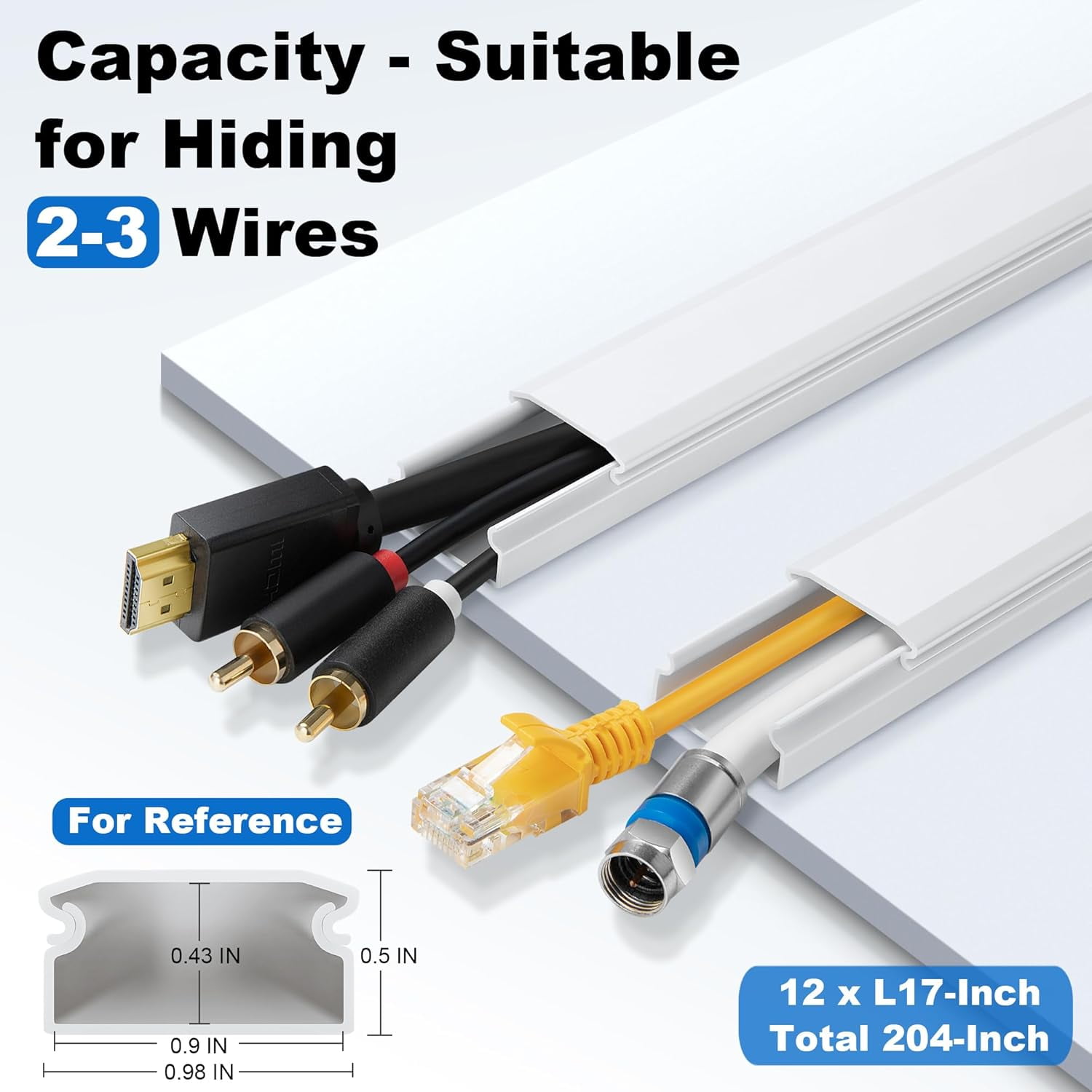 TRH-204in Wall Cable Hider, Cord Hider to Hide 2-3 Cords, TV Wire Hider ...