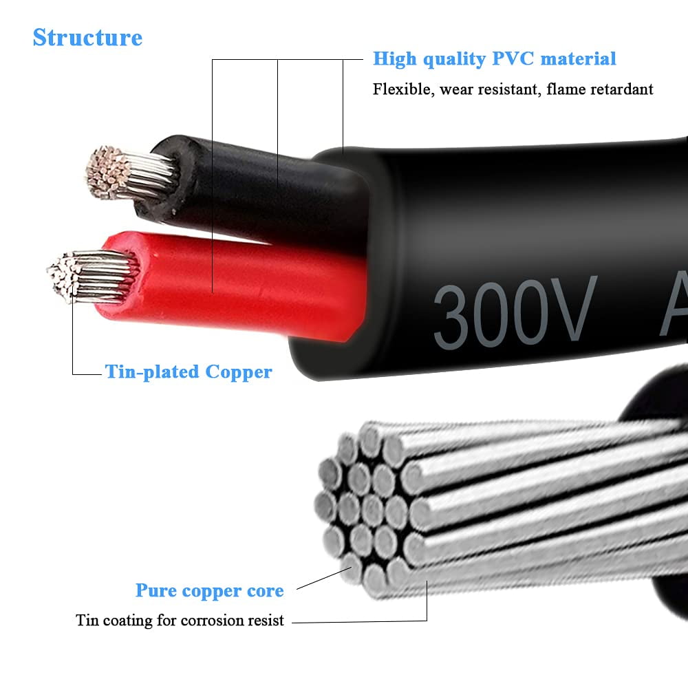 TRH-22 AWG Electrical Doorbell Wire 66FT Hookup Cable Black Jacketed 2 ...