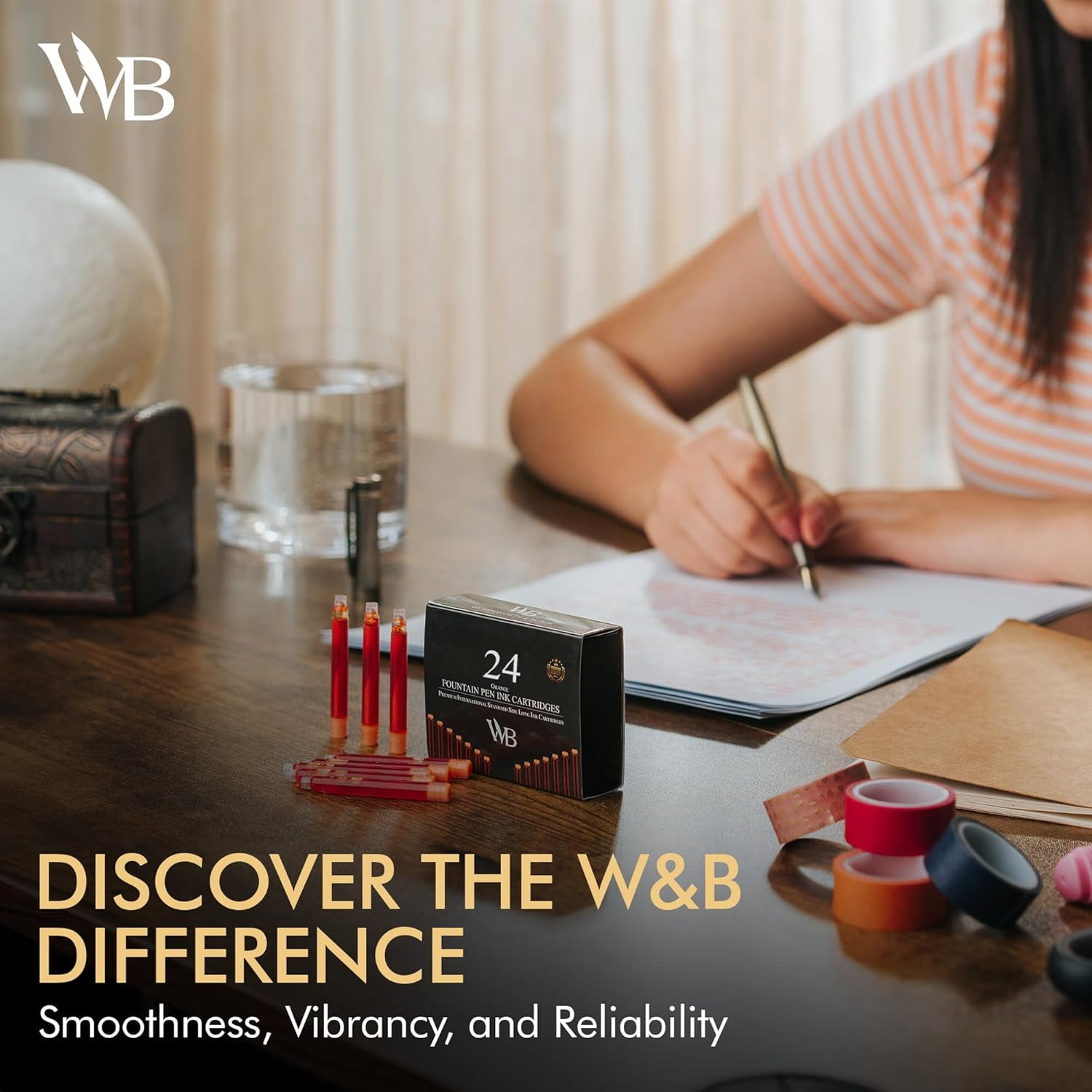 TRH-24 Pack Fountain Pen Ink Refills - Set of 24 Orange Ink Cartridges ...