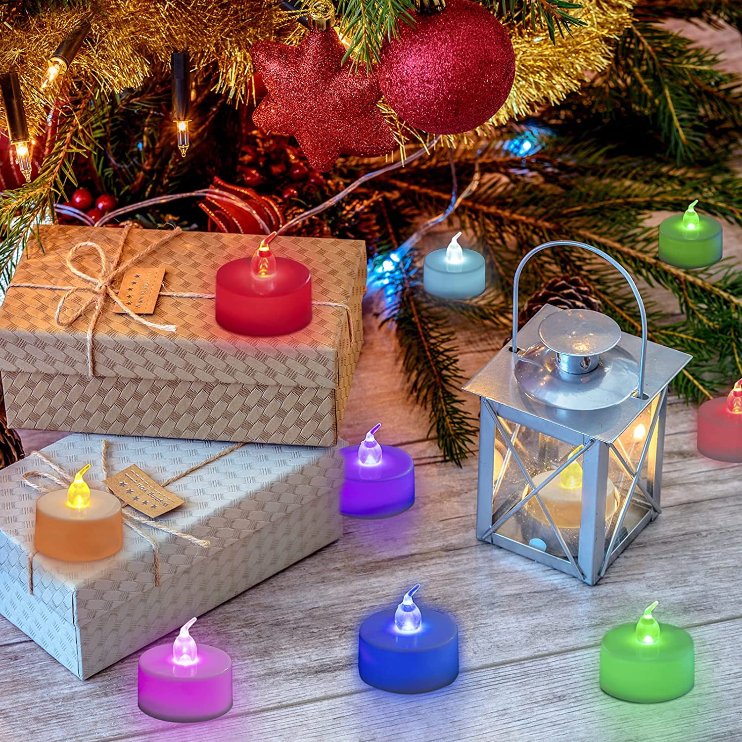 TRH-24 Pack LED Tea Lights Candles, 7 Color Changing Flameless ...
