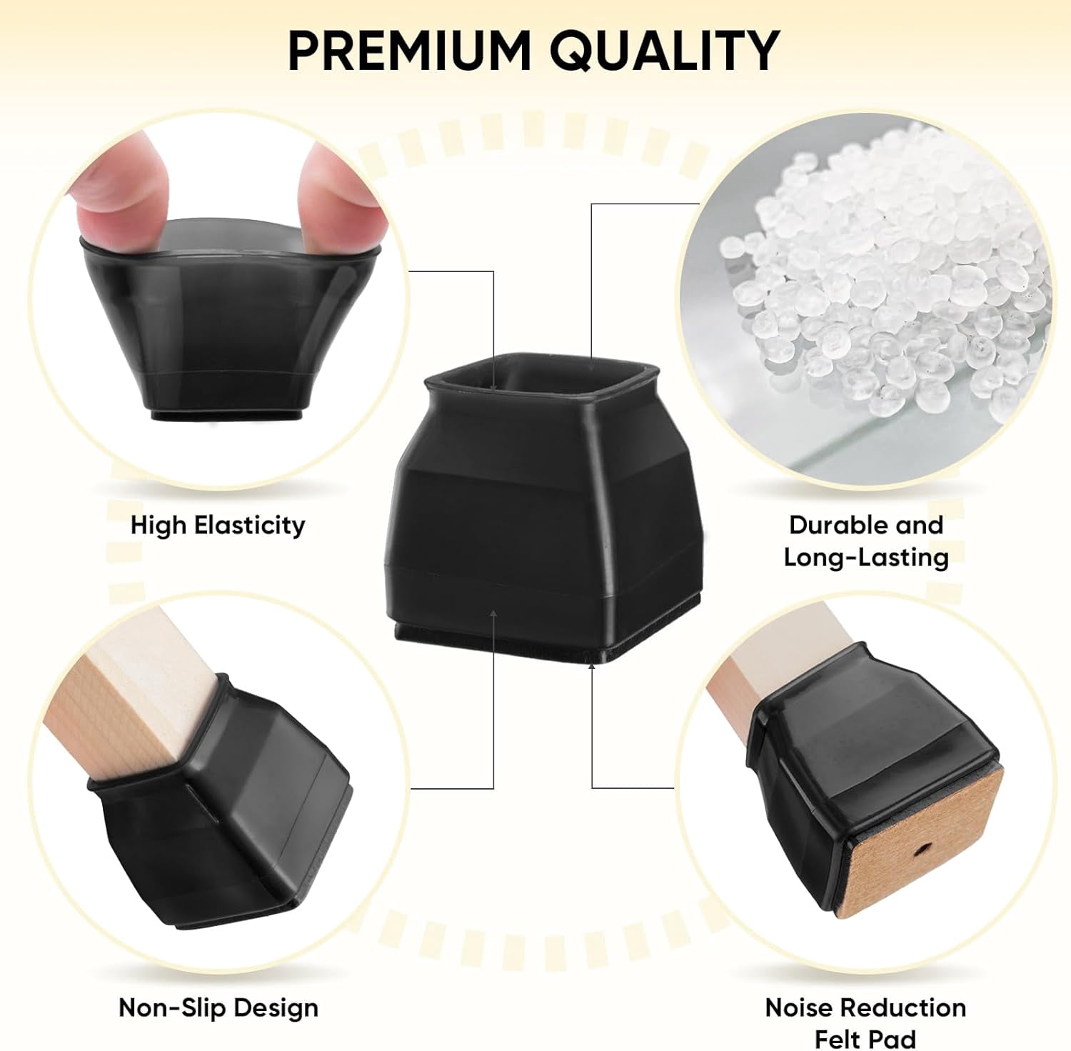 TRH-24 Pack Silicone Chair Leg Floor Protectors, Stool Leg Protectors ...