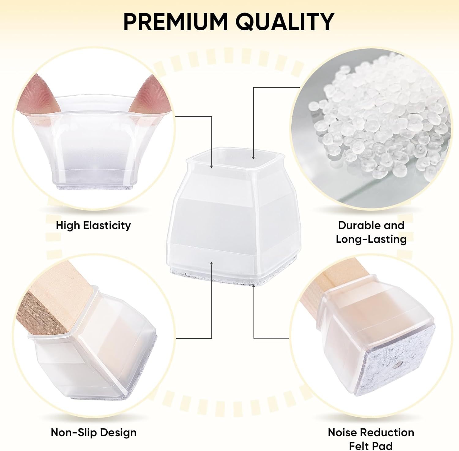 TRH-24 Pack Silicone Chair Leg Floor Protectors, Stool Leg Protectors ...