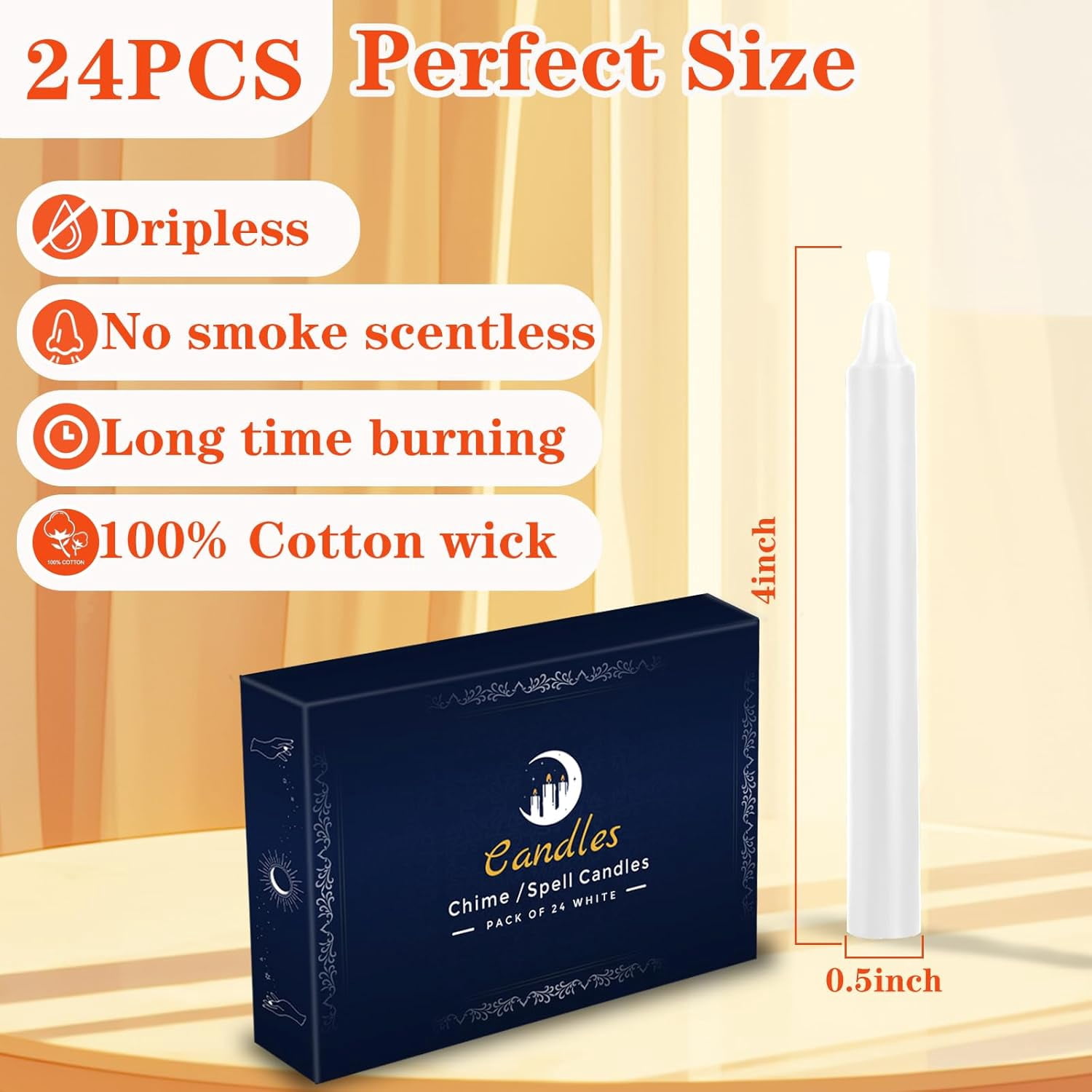 TRH-24 Pack White Spell Chime Candles \u2013 Premium Mini Unscented ...