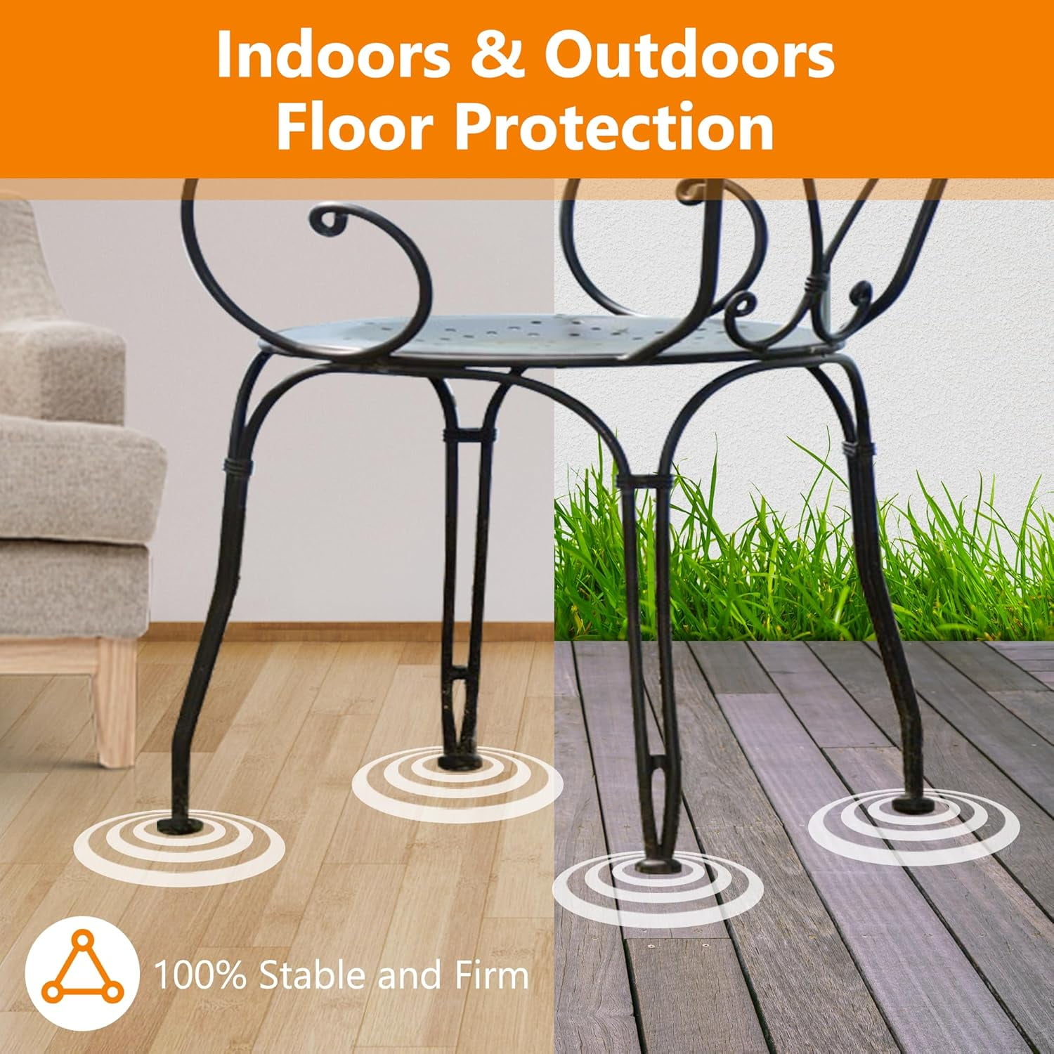 TRH-24-Pack Wrought Iron Patio Furniture Feet Caps 1-1/2 inch Round ...