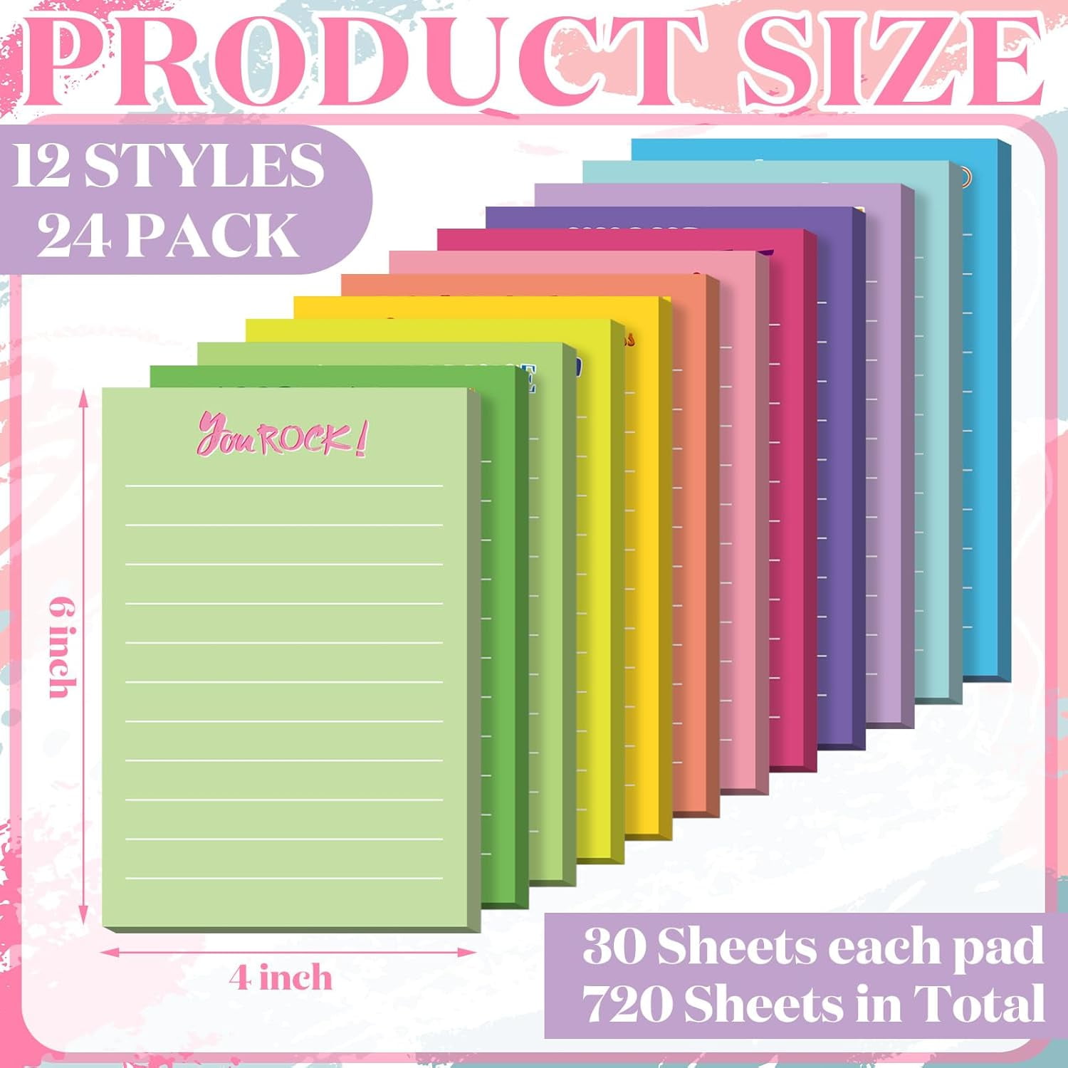 TRH-24 Pcs Inspirational Sticky Notes 4 x 6'' Thank You Gifts Bulk ...