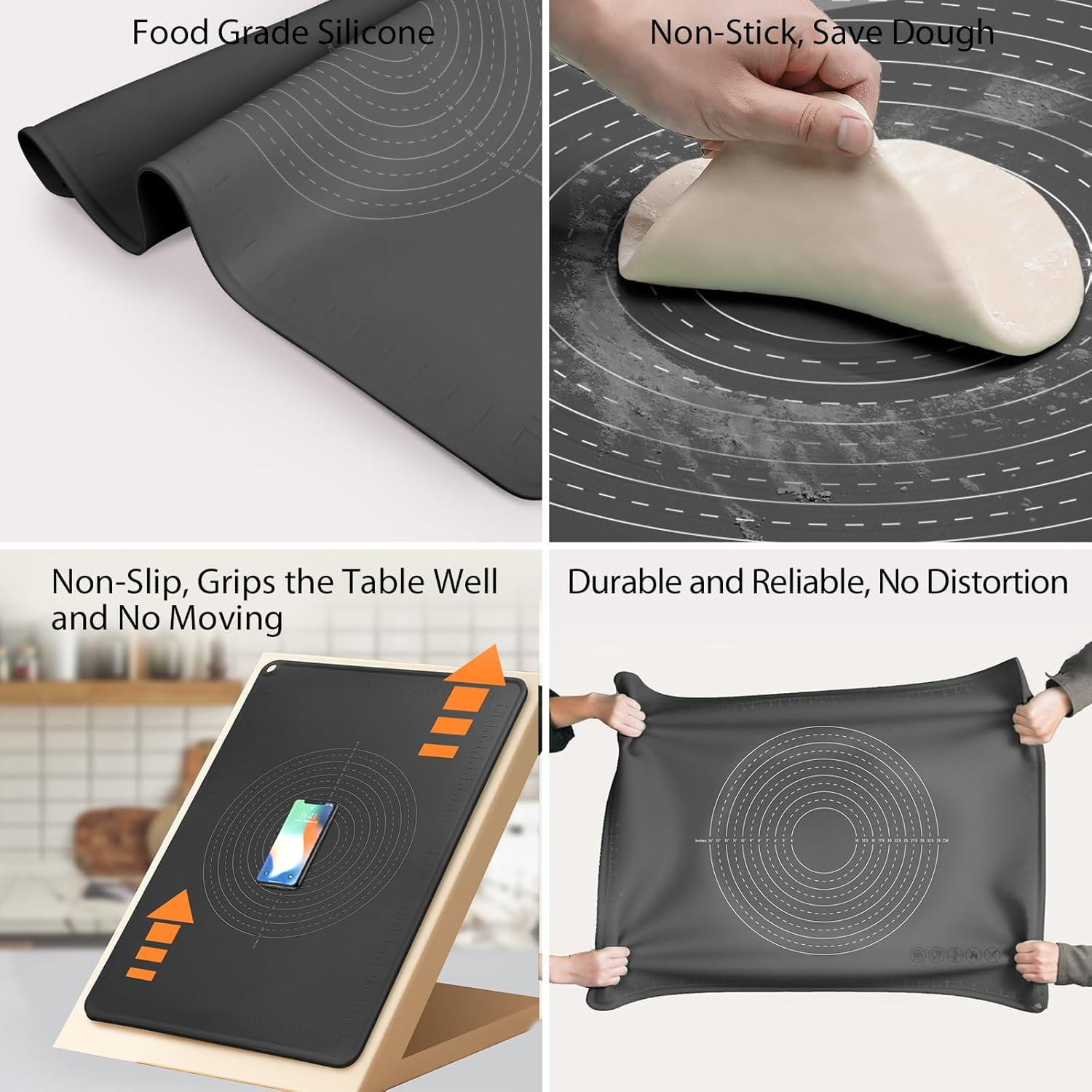 TRH-24"X16" Silicone Baking Mat Extra Large Non-stick Pastry Mat with ...